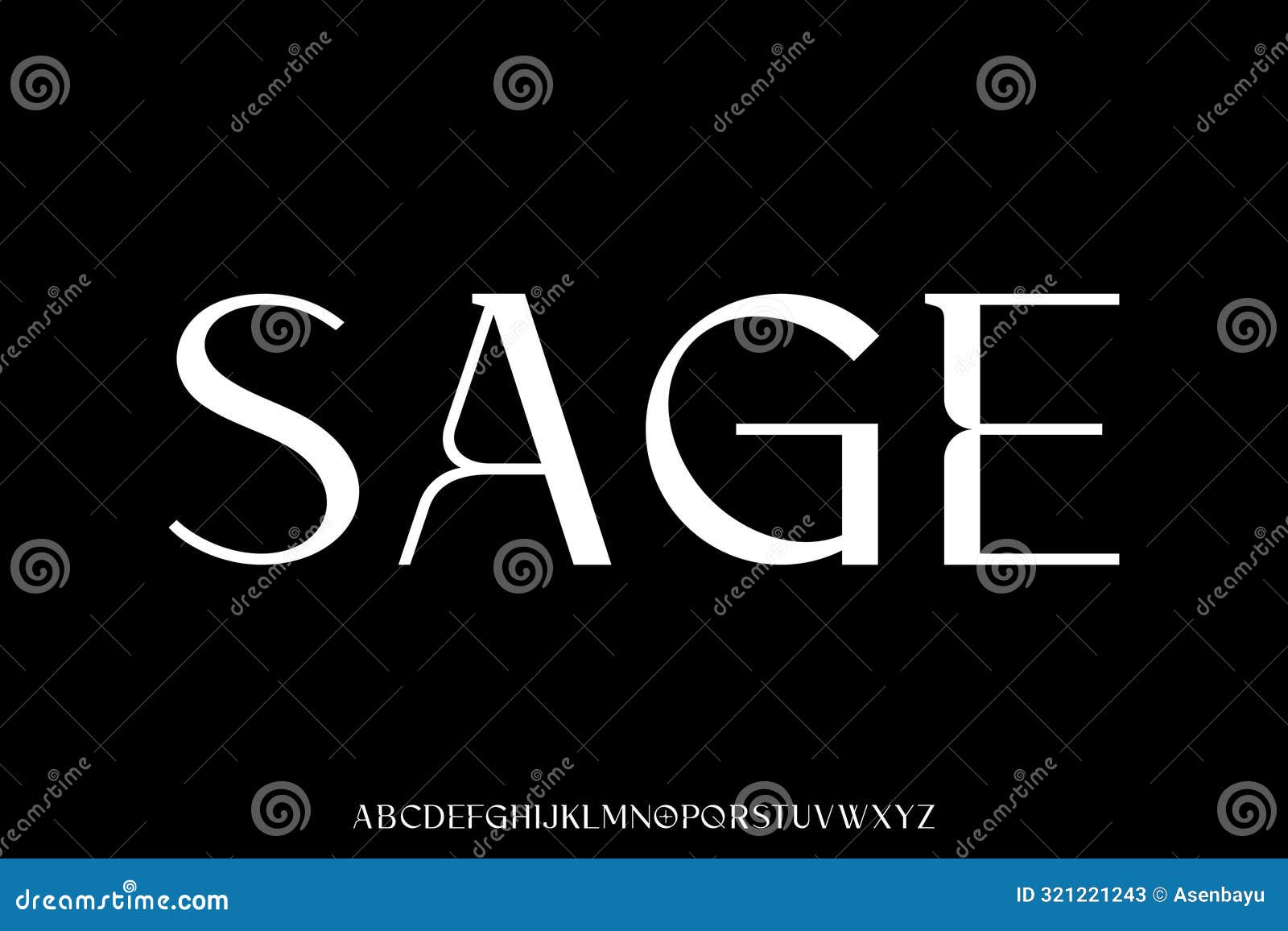 Elegant Decorative Sage Alphabet Display Font Vector Illustration Stock ...