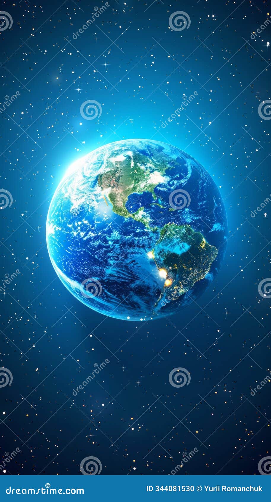 Elegant Deep Blue Gradient Background with Earth and Glowing Horizon ...