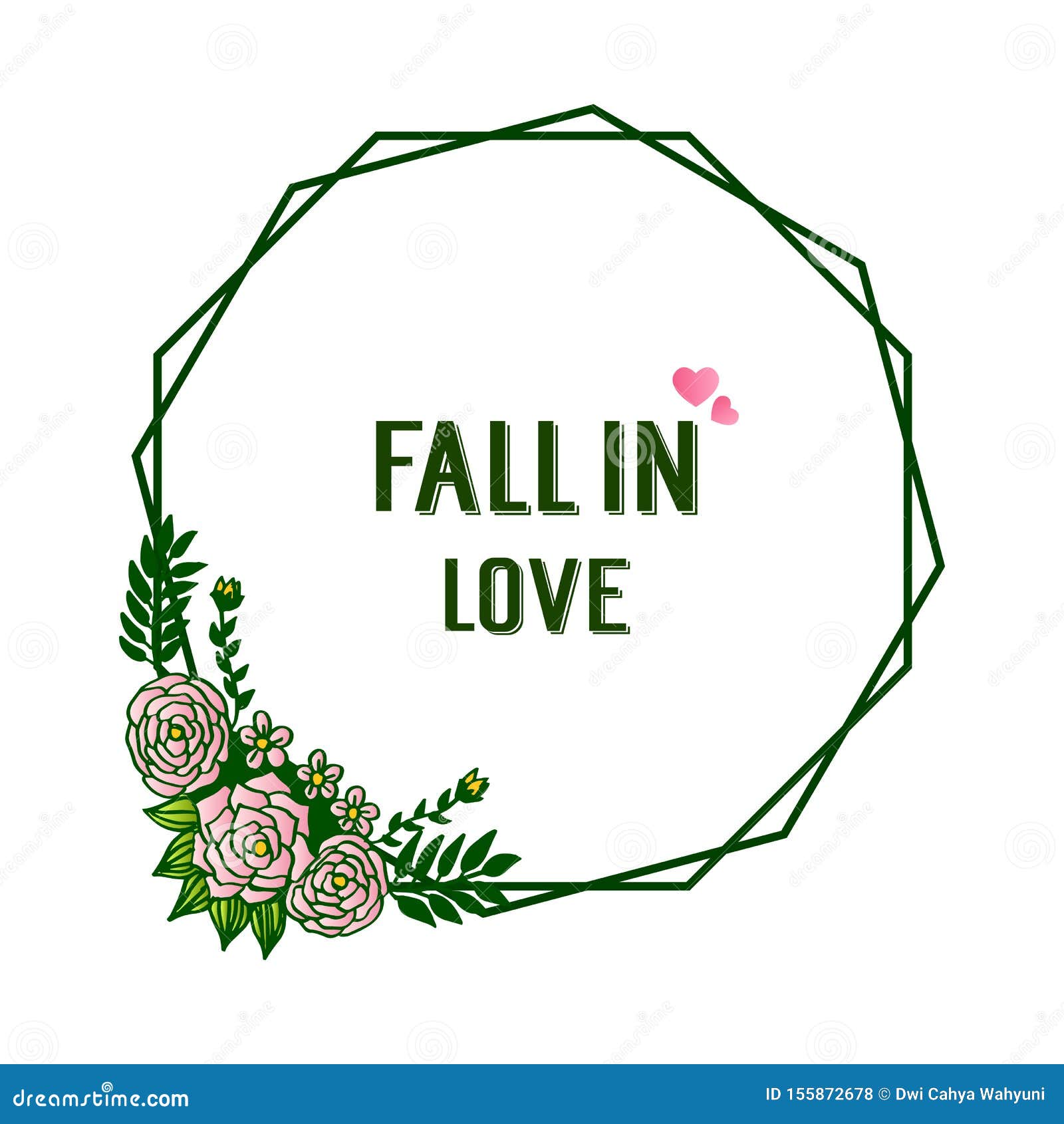Elegant Design Rose Flower Frame for Text Letter Fall in Love. Vector ...