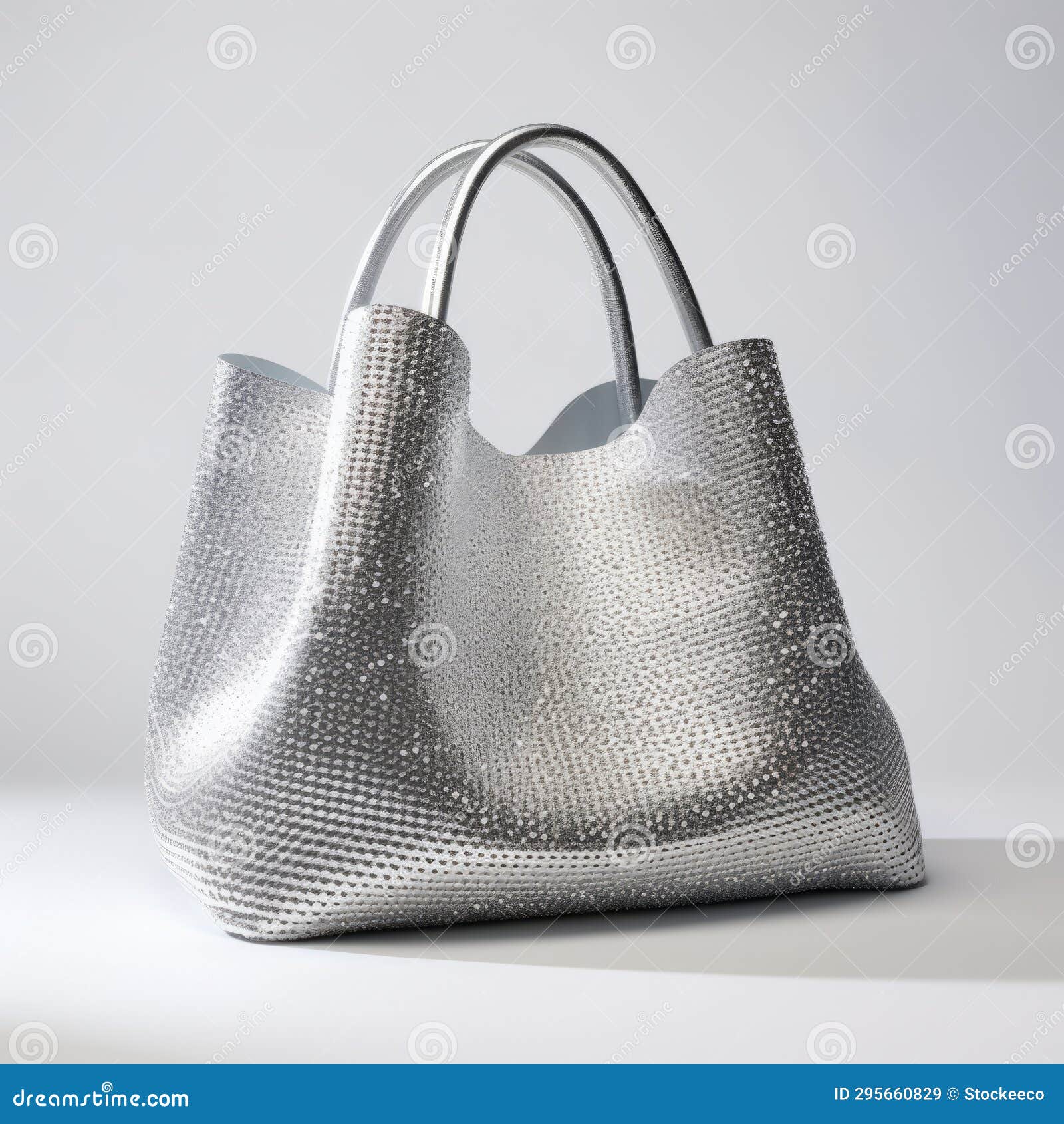 Elegant Designer Silver Bag with Shiny Bumpy Texture Stock Illustration ...