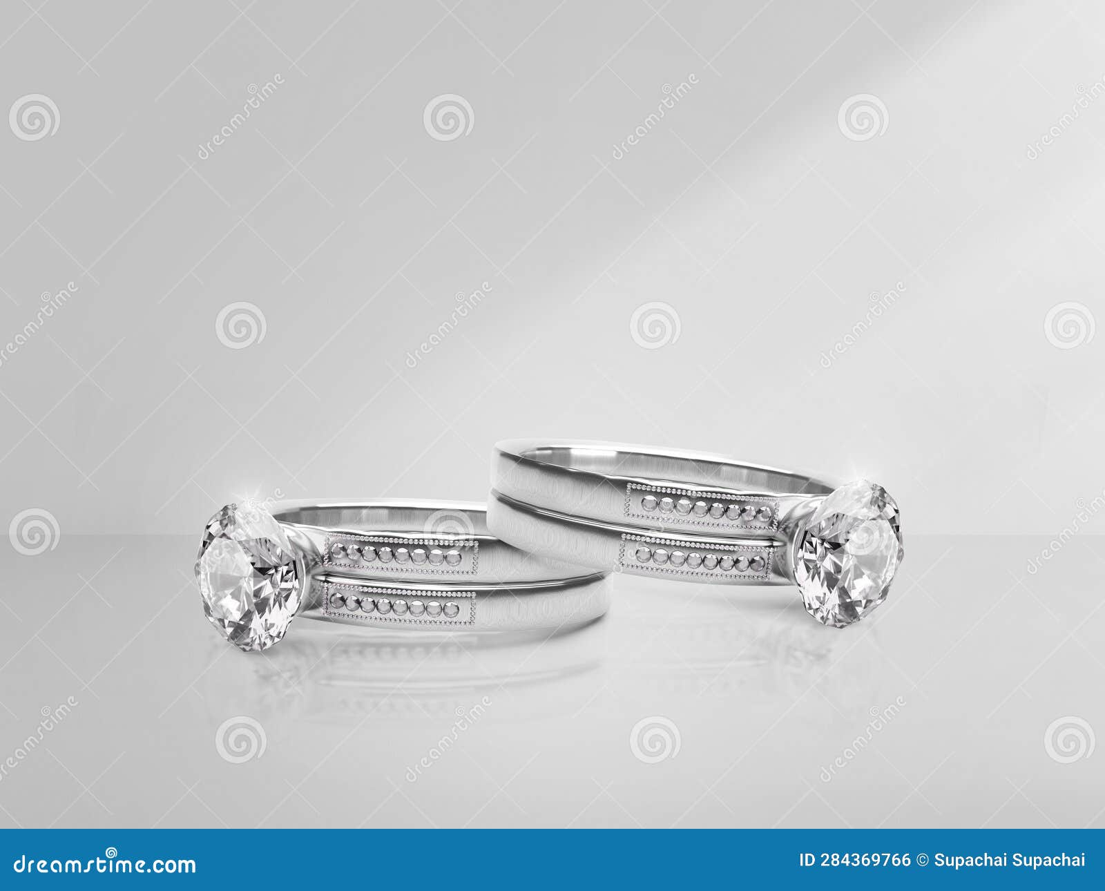 Elegant Diamond Ring on Light Background with Shadows Stock Photo ...