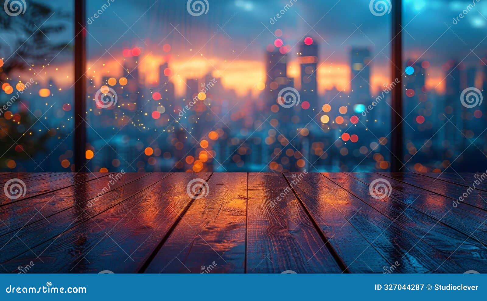 Elegant Dining Table with City Lights - Generative Ai Stock ...