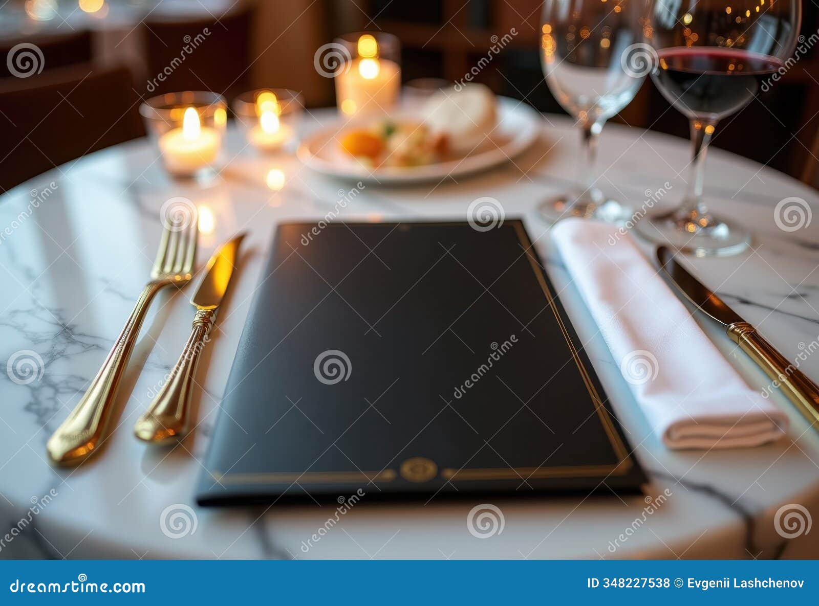 Elegant Dining Table Setting with Menu and Candlelight Ambiance for ...