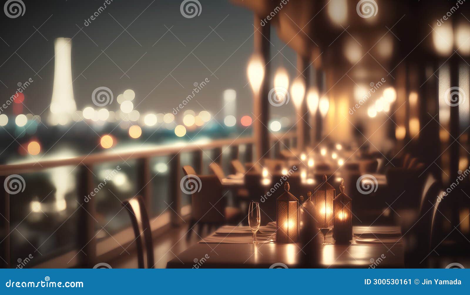 Elegant Dinner Table with Candles in Restaurant. Blurred Background ...