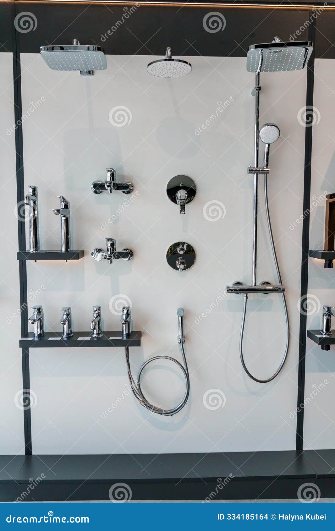 Elegant Display of Modern Chrome Bath and Shower Fixtures Stock Photo ...