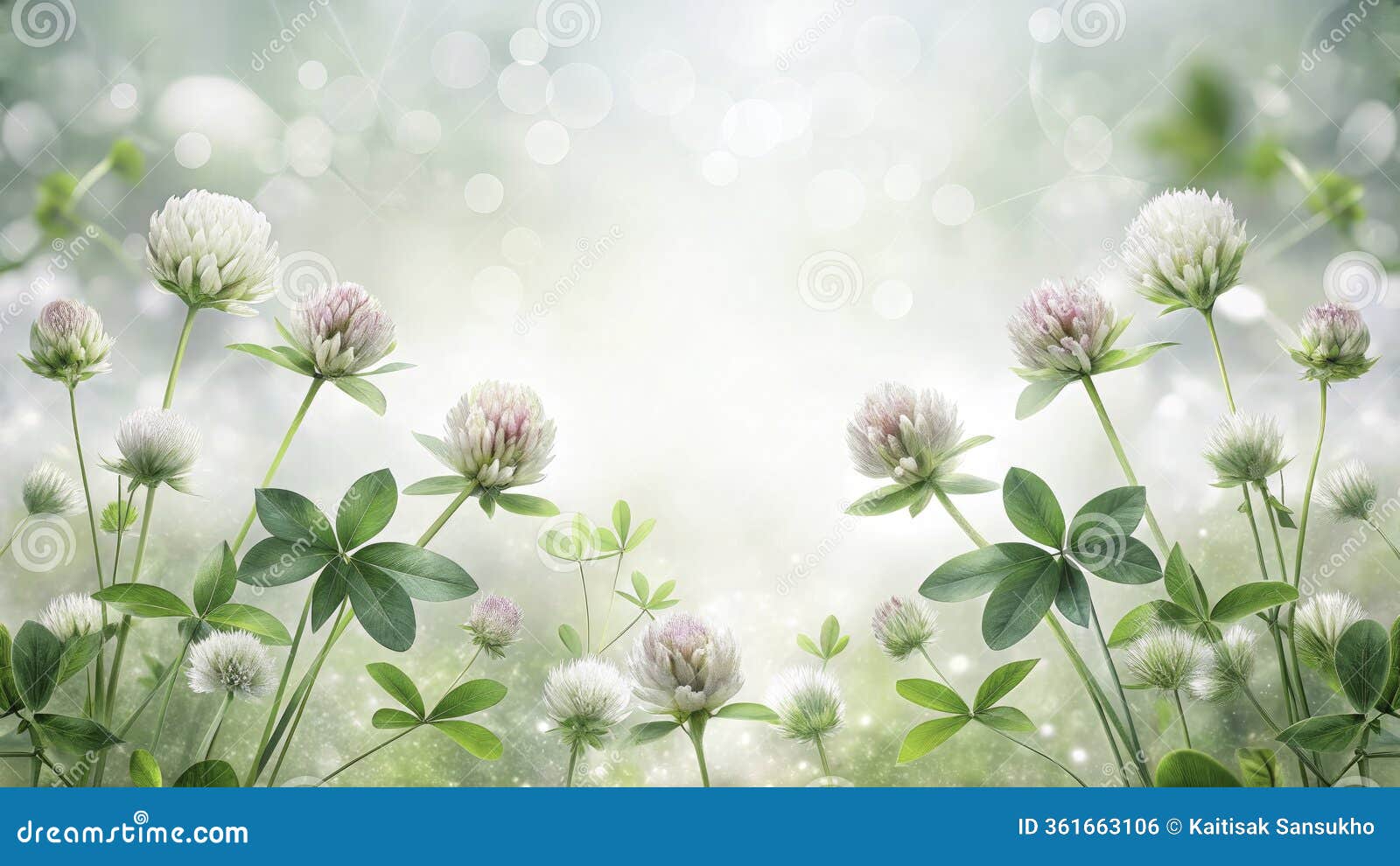 Elegant Double Exposure Photography a Delicate Clover Border on a White Background for Stylish ...