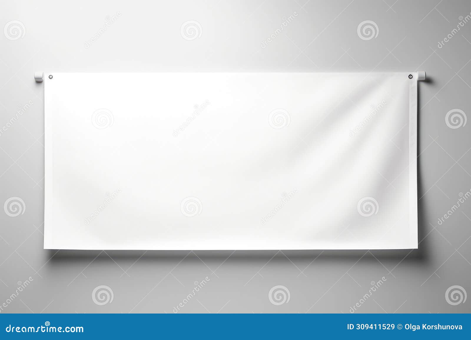 Elegant Draped White Fabric Banner Mockup on Wall Stock Image - Image ...