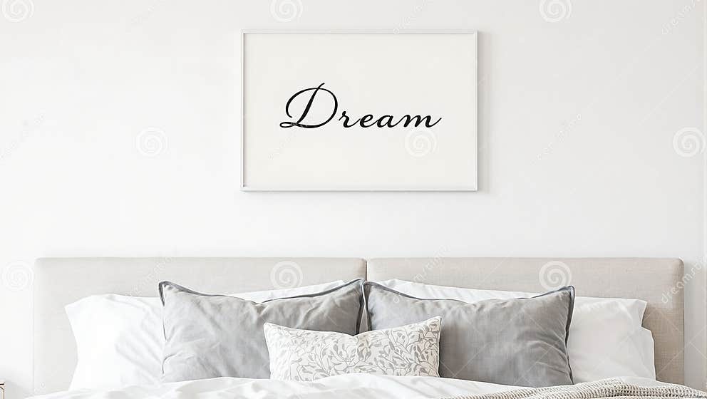 Elegant Dream Cursive Above Cozy Bed Stock Illustration - Illustration ...