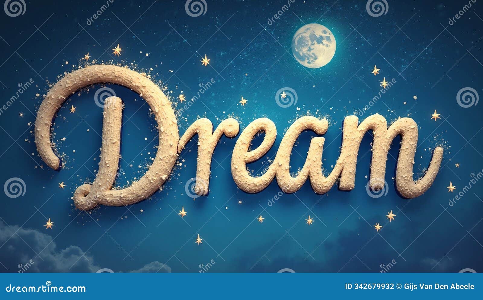 Elegant Dream Script with Stars and Moon Stock Illustration ...