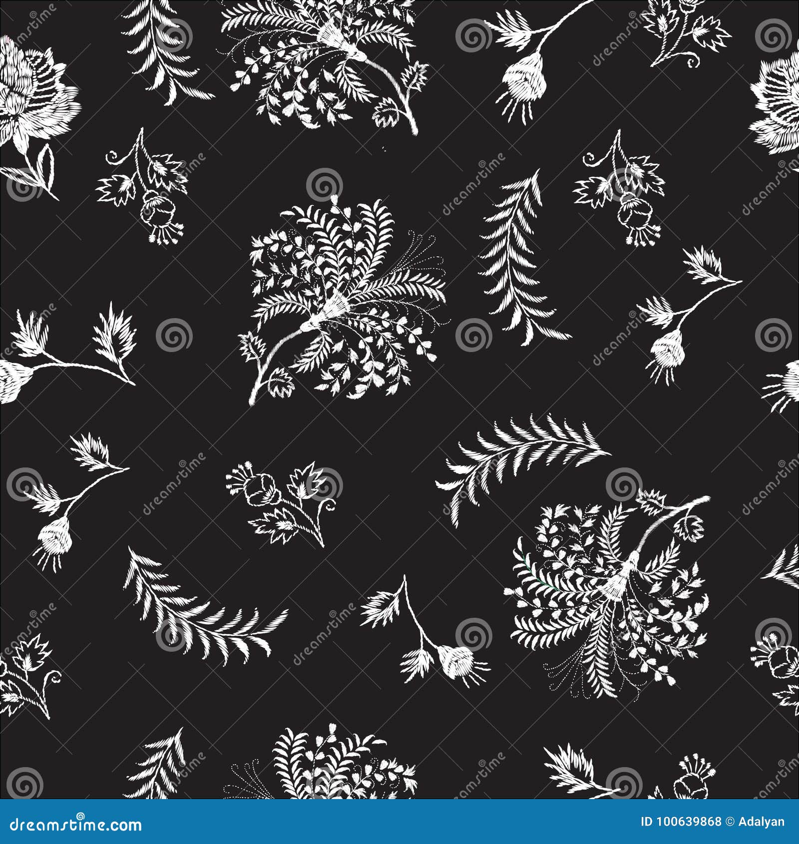 Elegant Embroidery Pattern On A Black Background Stock Illustration ...