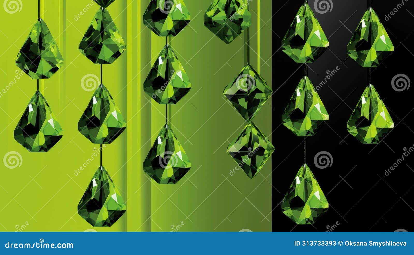 Elegant Emerald-cut Lime Green Diamonds Suspended in Perfect Rows ...