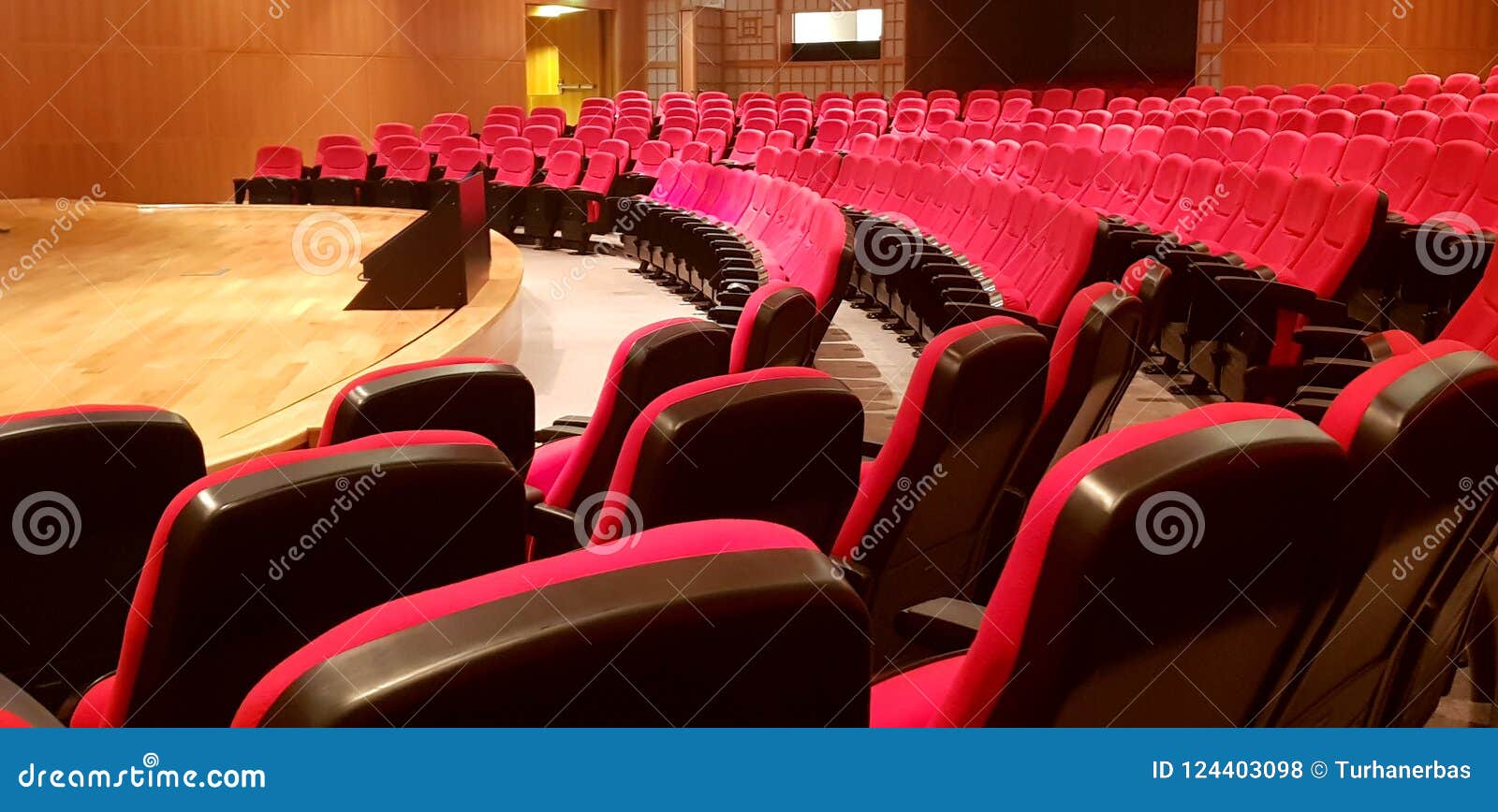 Elegant Empty Conference Hall with a Red Chairs Stock Photo - Image of ...
