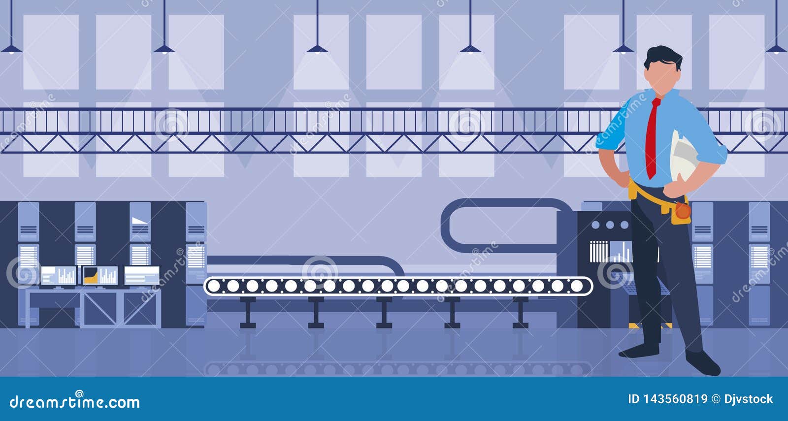 Elegant Engineer in Factory Workplace Stock Illustration - Illustration ...