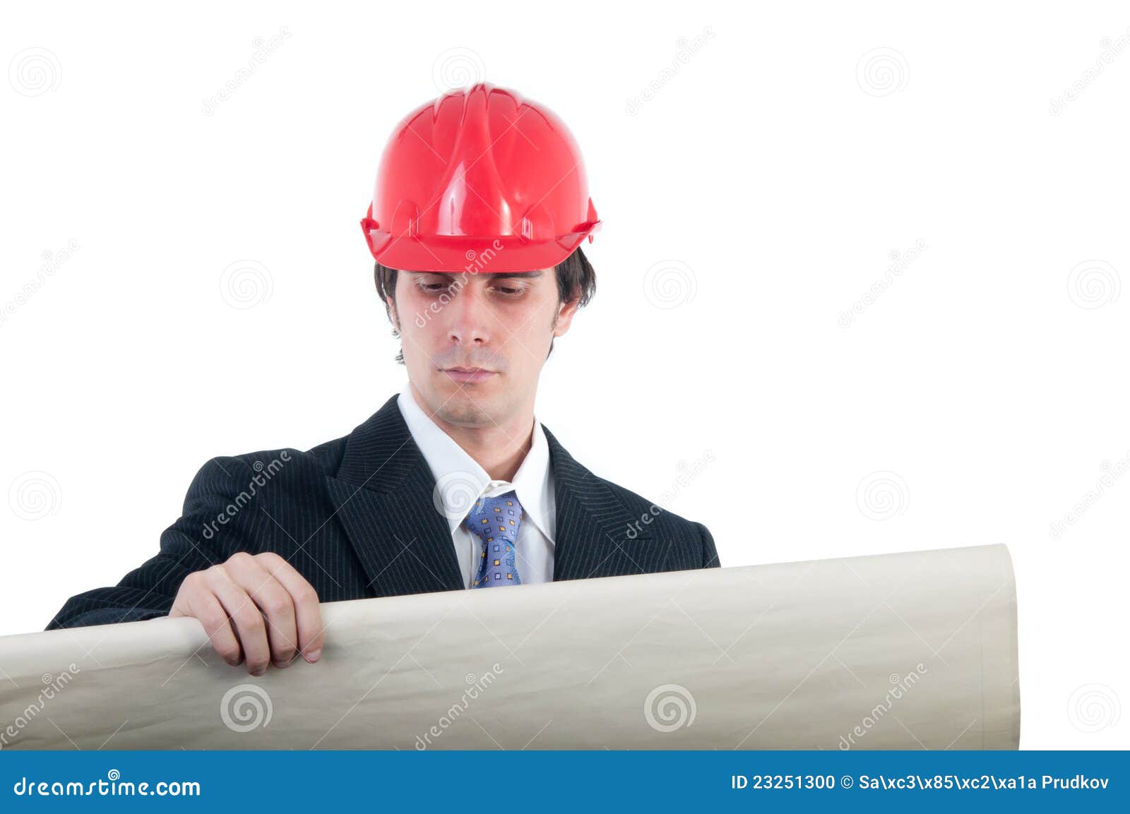 Elegant Engineer Looking at Blueprints Stock Photo - Image of worker ...