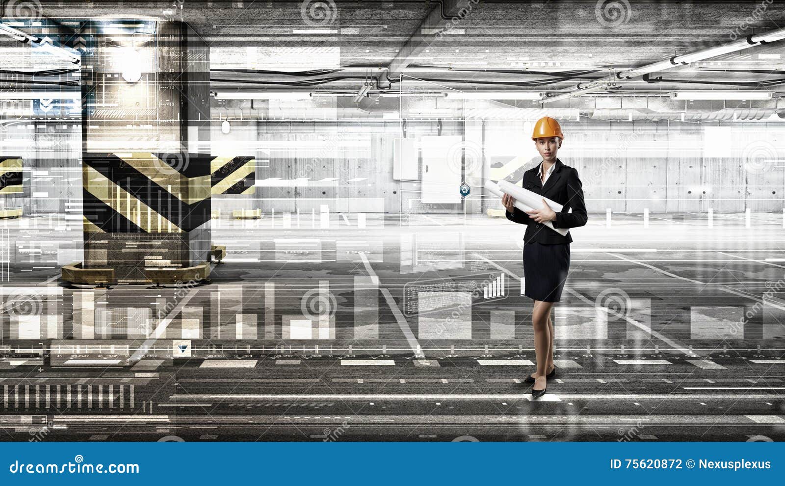 Elegant Engineer Woman . Mixed Media Stock Photo - Image of girl ...