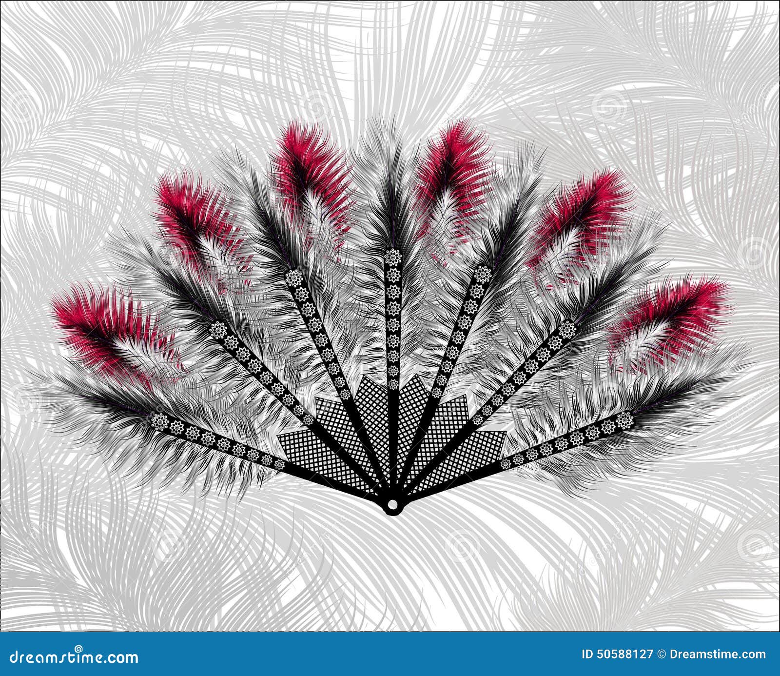 Elegant Fan Made of Beautiful Feathers. Stock Vector - Illustration of ...
