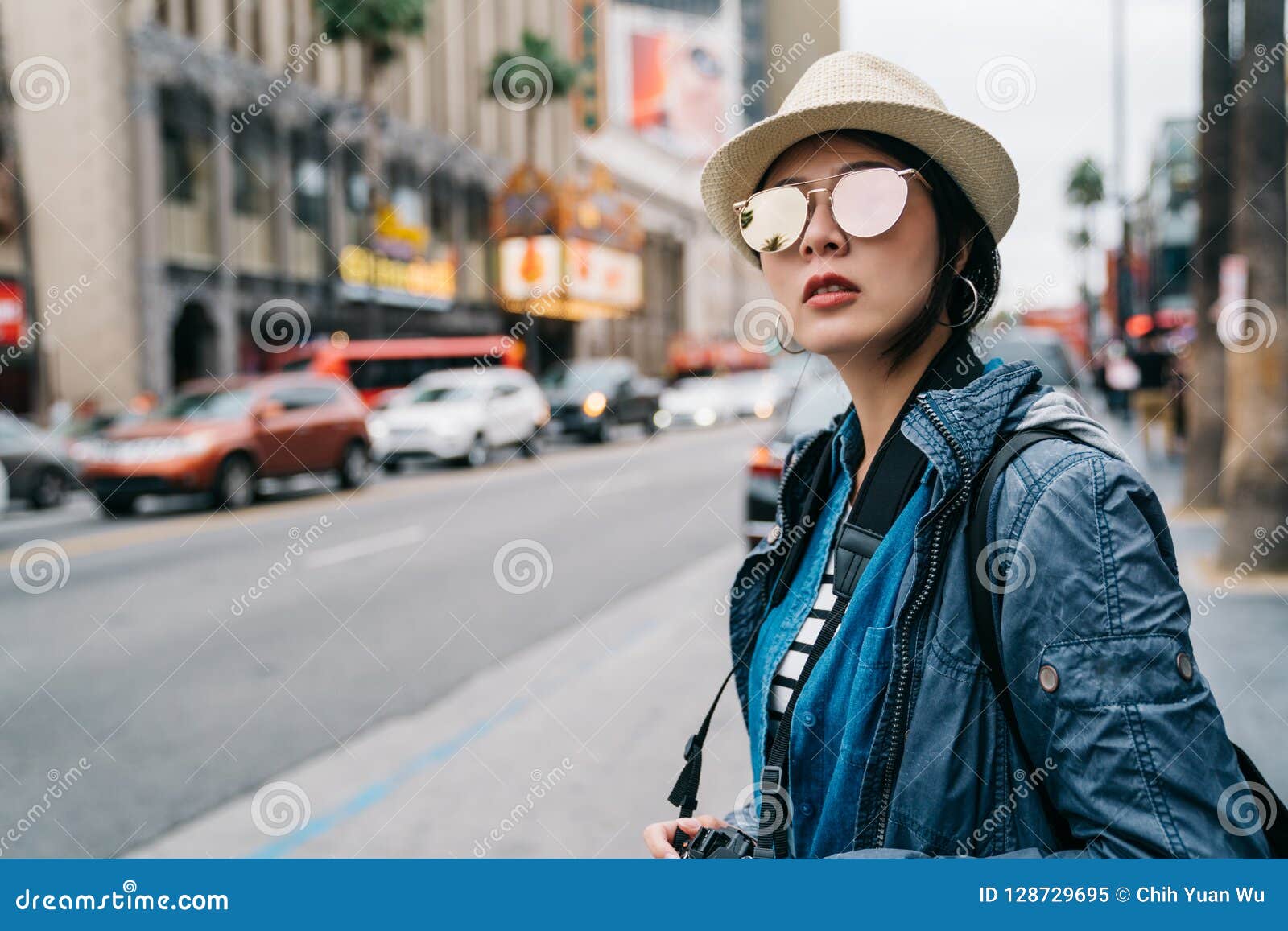 An Elegant Female Traveler Waiting For Taxi Stock Image Image Of Attractive Smiling 128729695 4760