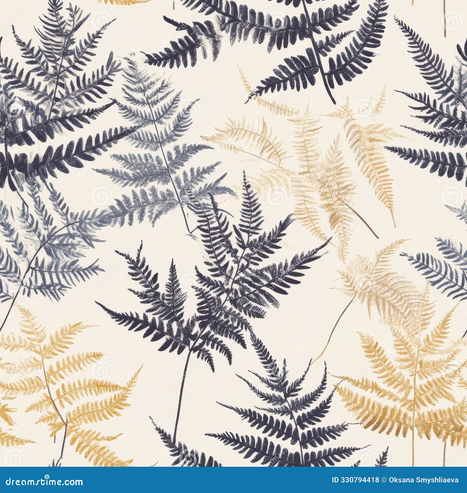 Elegant Fern Pattern on Cream Background for Textile Design Stock Photo ...