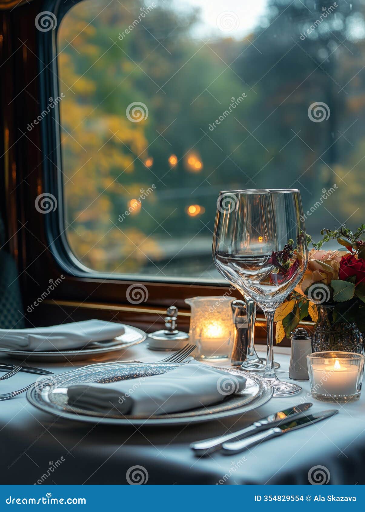 Elegant First-class Dining Experience on a Luxurious Train Journey ...