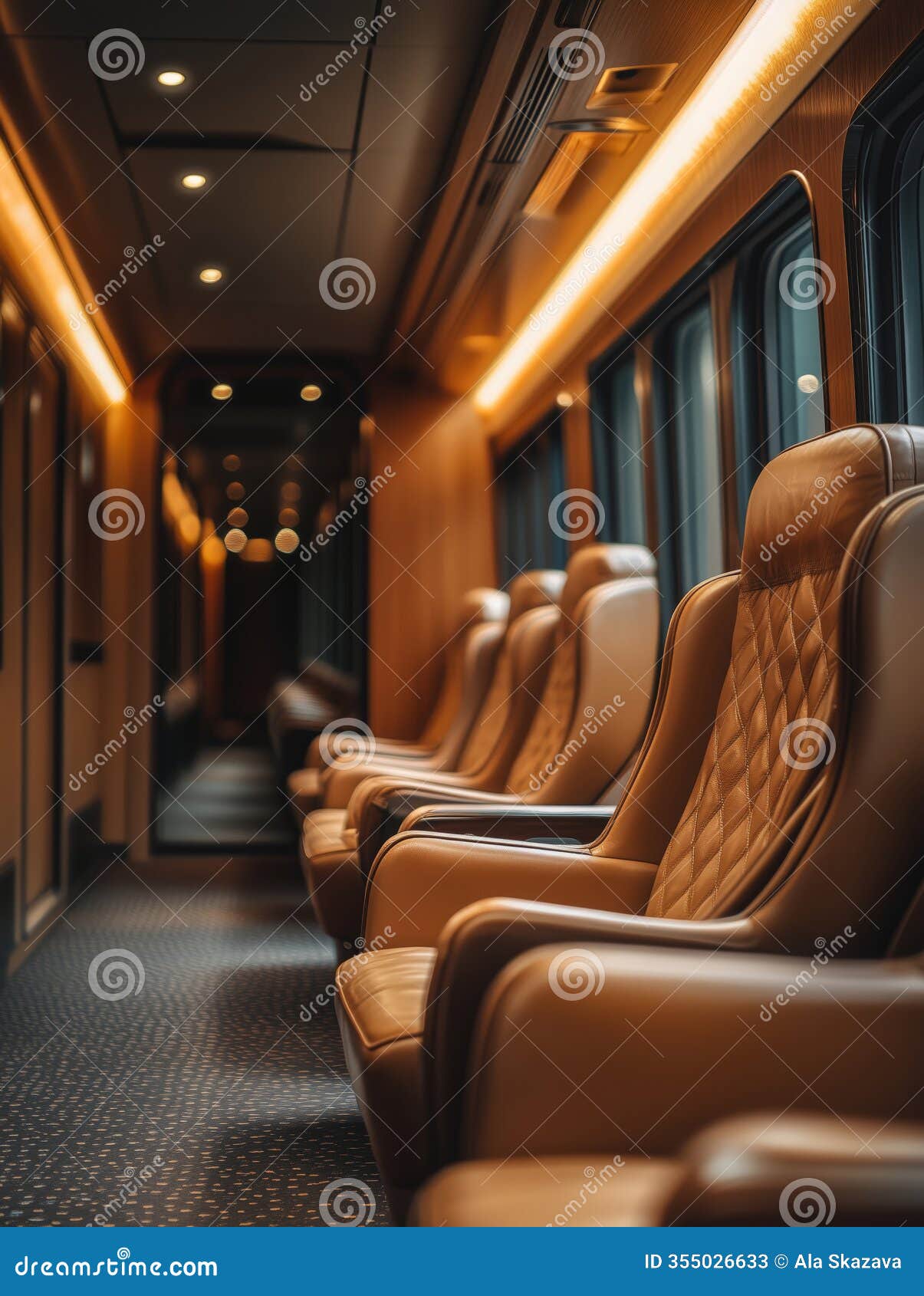 Elegant First-class Train Compartment Featuring Luxurious Leather ...