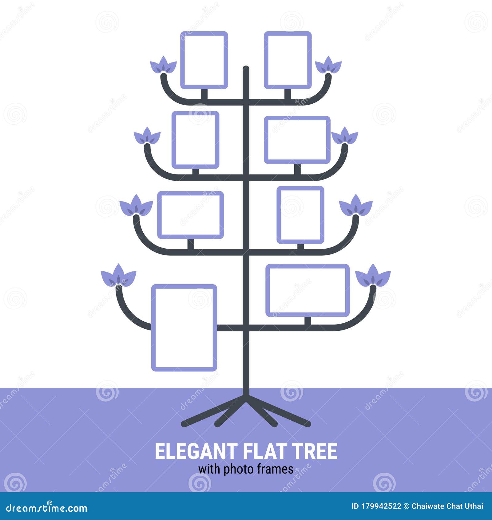 Elegant Flat Tree with Photo Frames Stock Vector - Illustration of ...