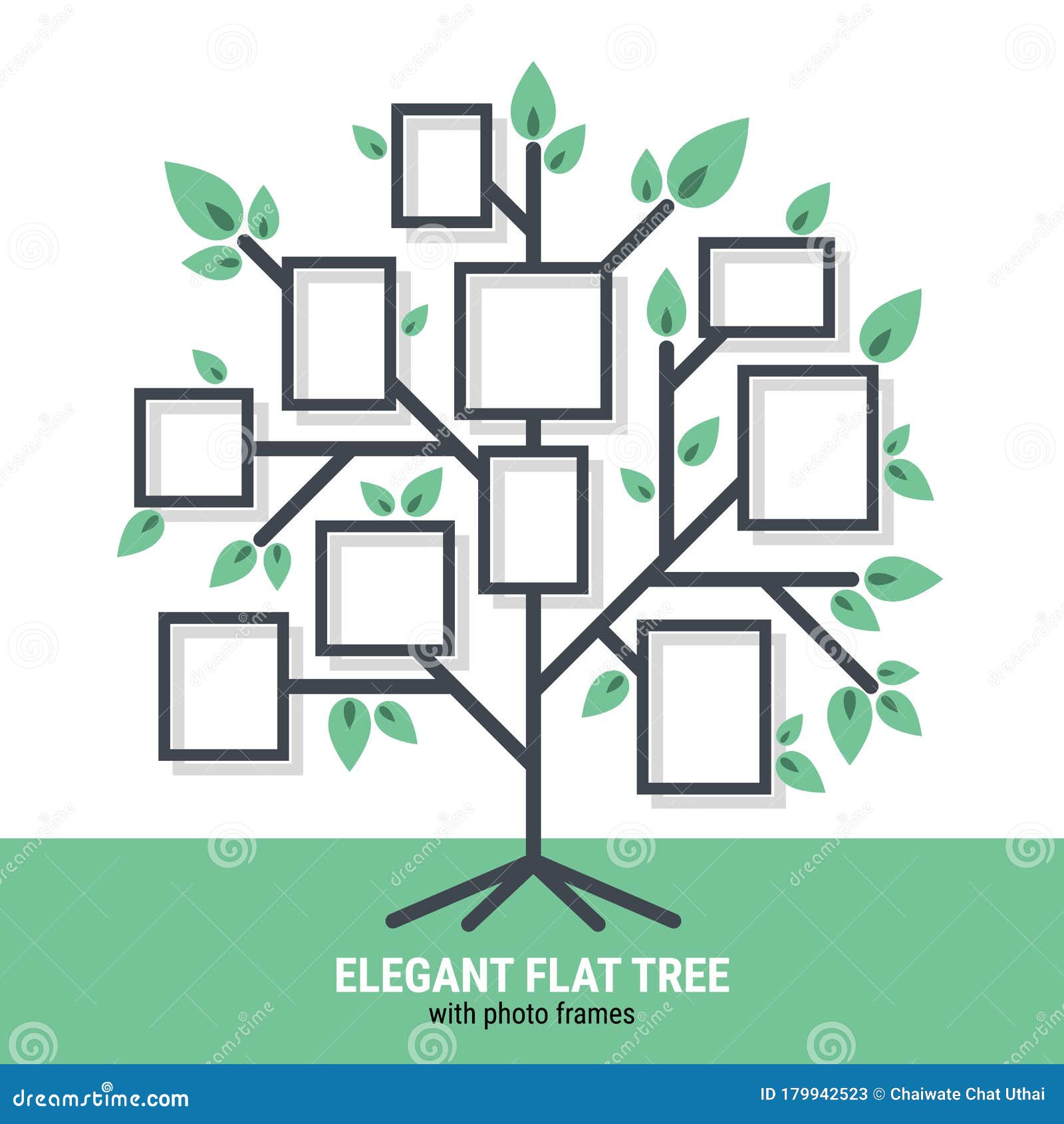 Elegant Flat Tree with Photo Frames Stock Vector - Illustration of ...