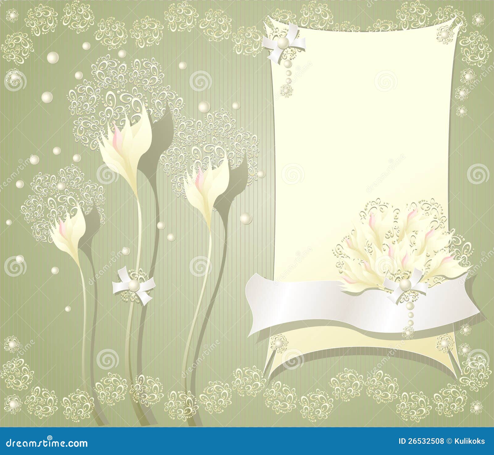 Elegant Floral Background with Frame Flowers Bows Stock Vector ...