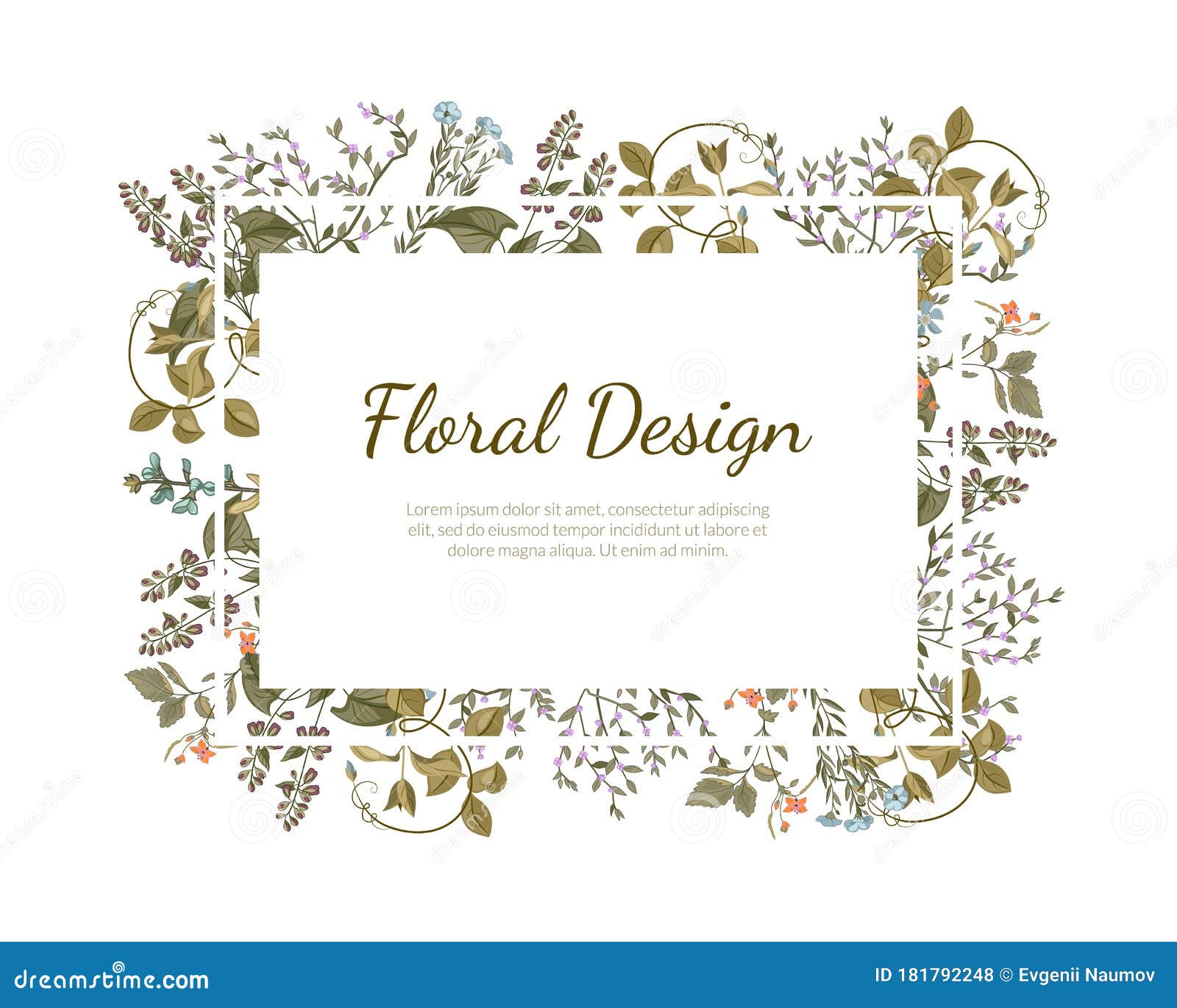 Elegant Floral Design Rectangular Frame with Place for Text, Wedding ...