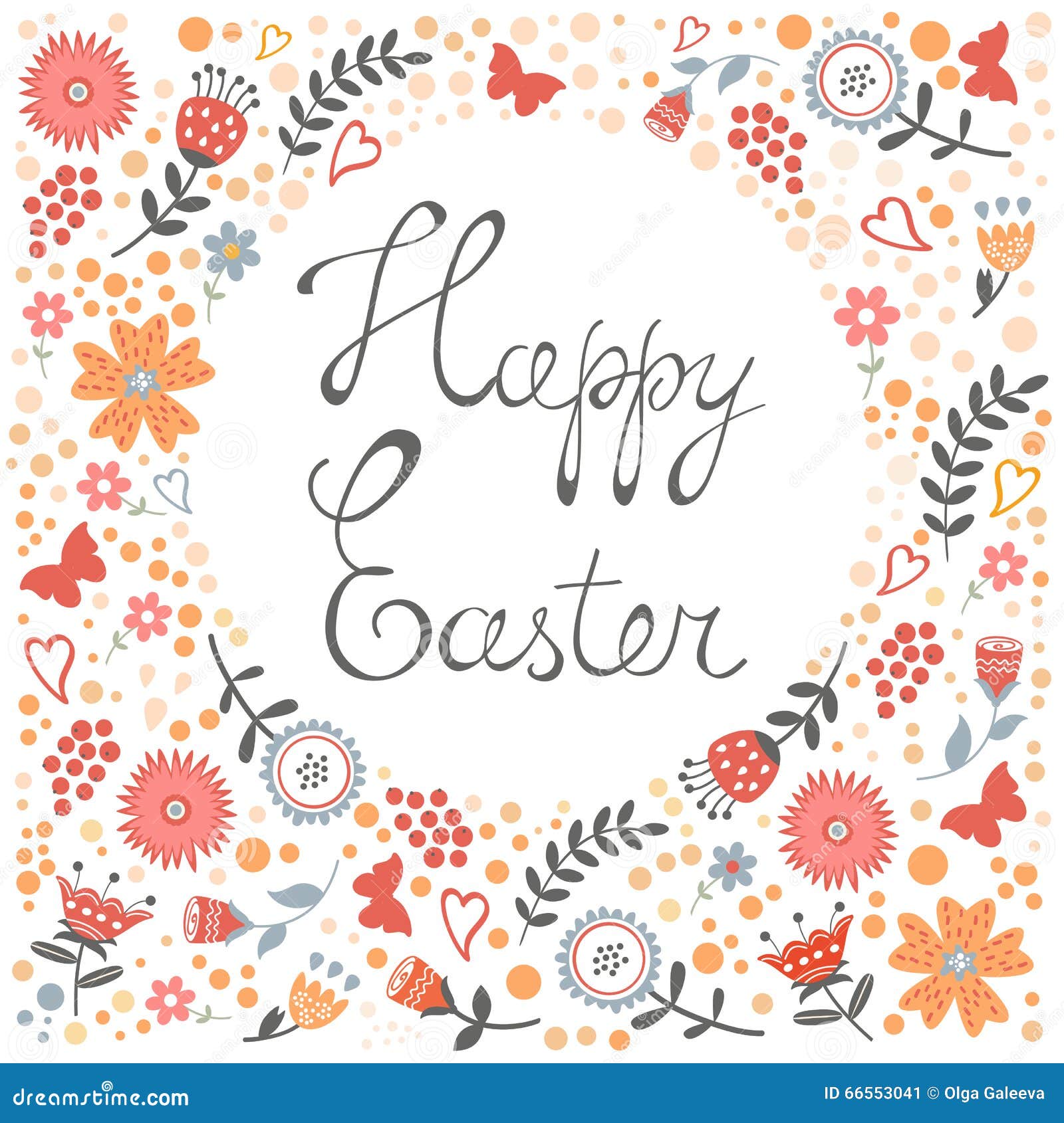 Elegant floral Easter card stock vector. Illustration of fresh - 66553041