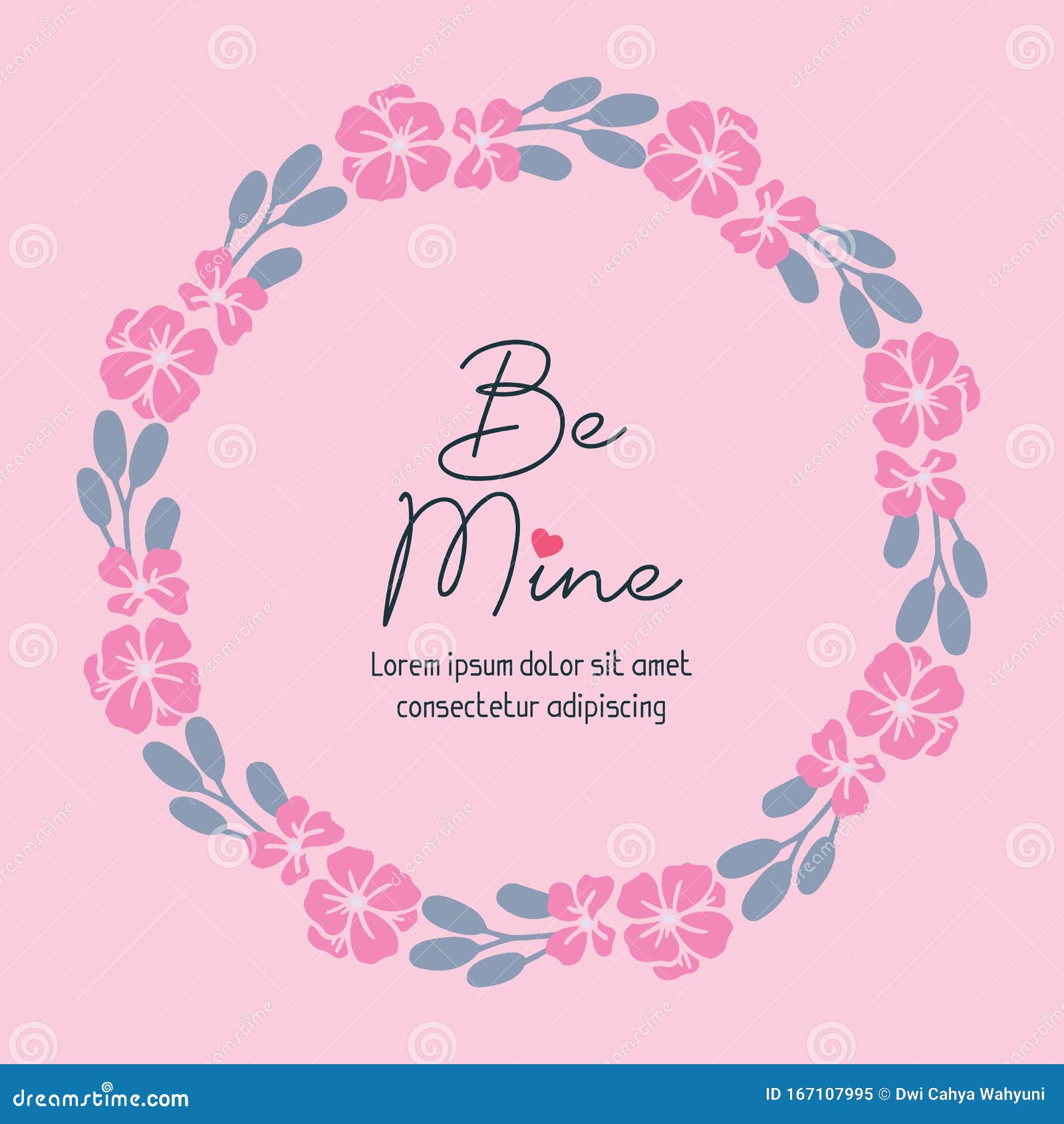 Elegant Floral Frame Design, Beautiful Leaf Pattern, for Text Be Mine ...