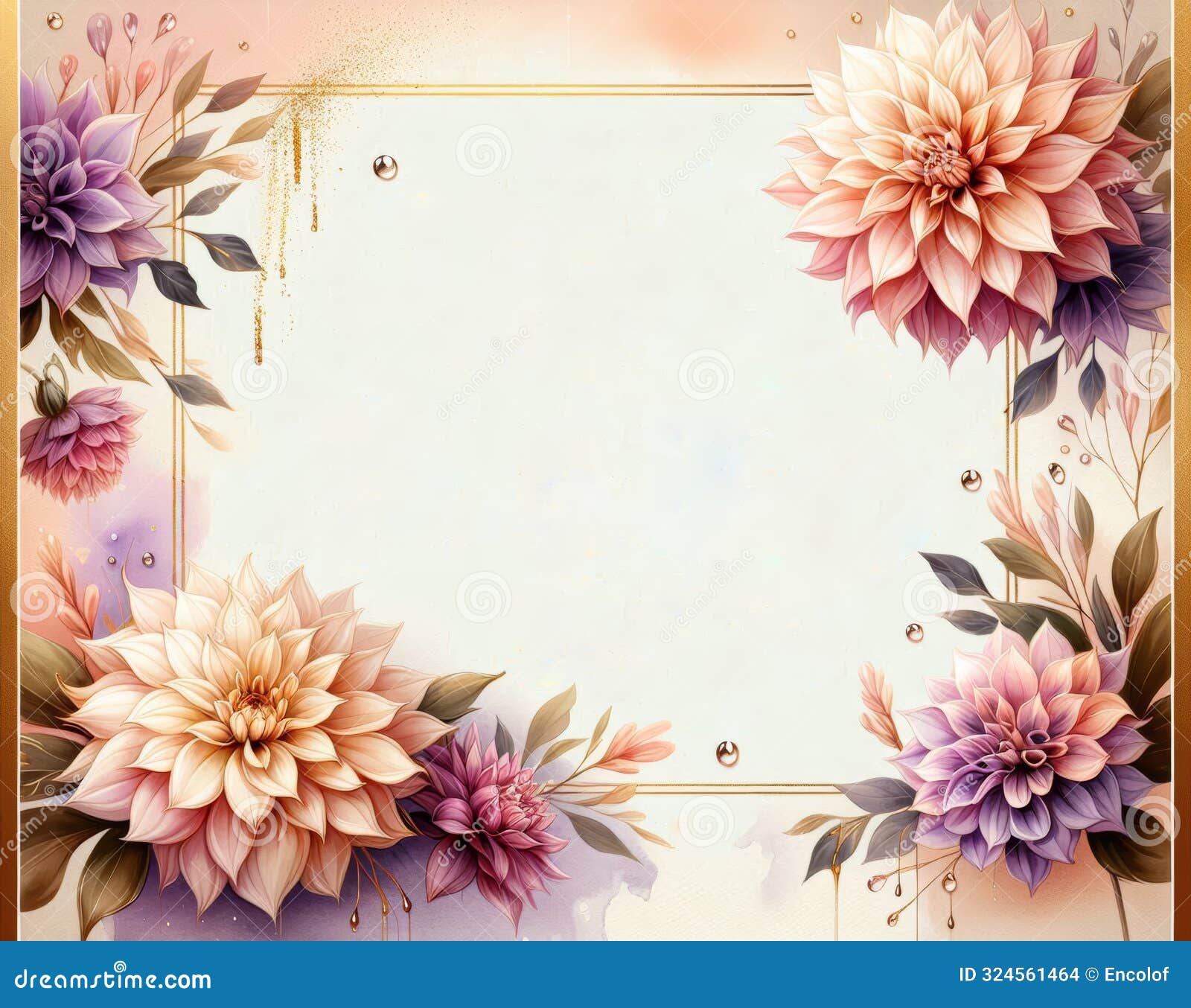 Elegant Floral Frame with Pastel-colored Flowers and Leaves on a Soft ...