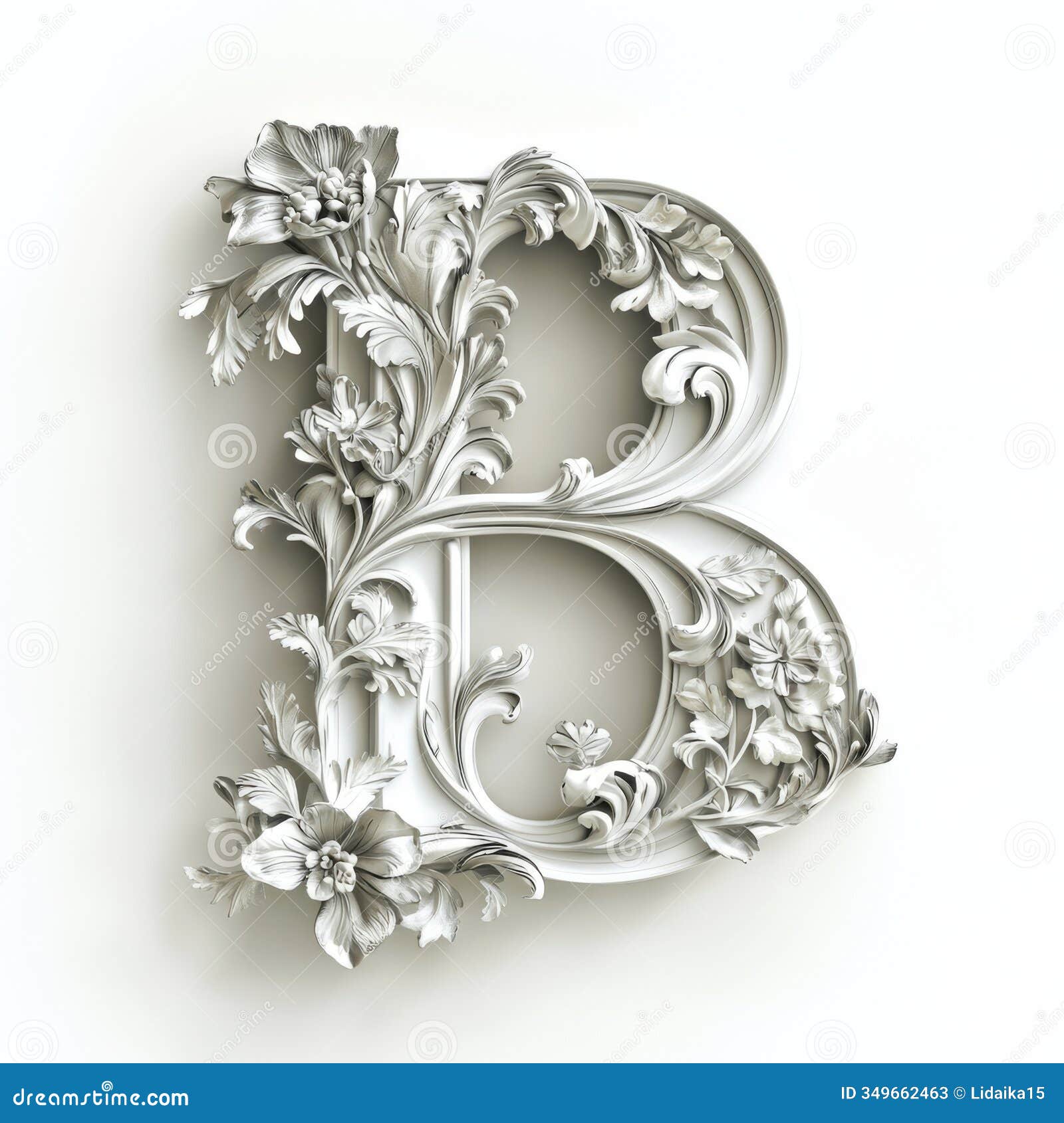 Elegant Floral Letter B Design Stock Illustration - Illustration of ...