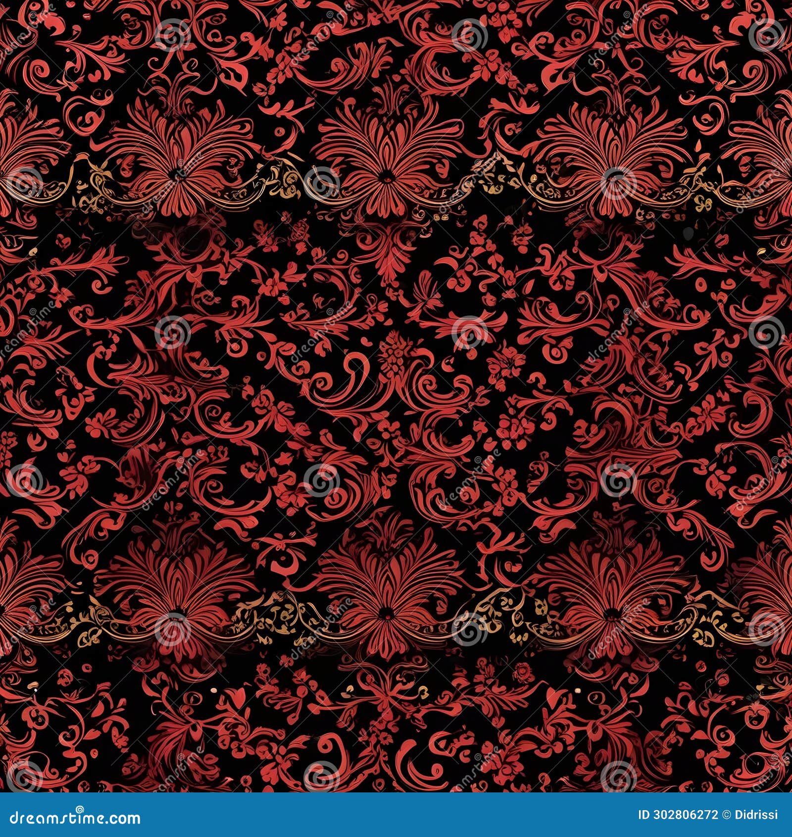 Elegant Floral Pattern, Dark Red Color, Decorative Vector Illustration ...