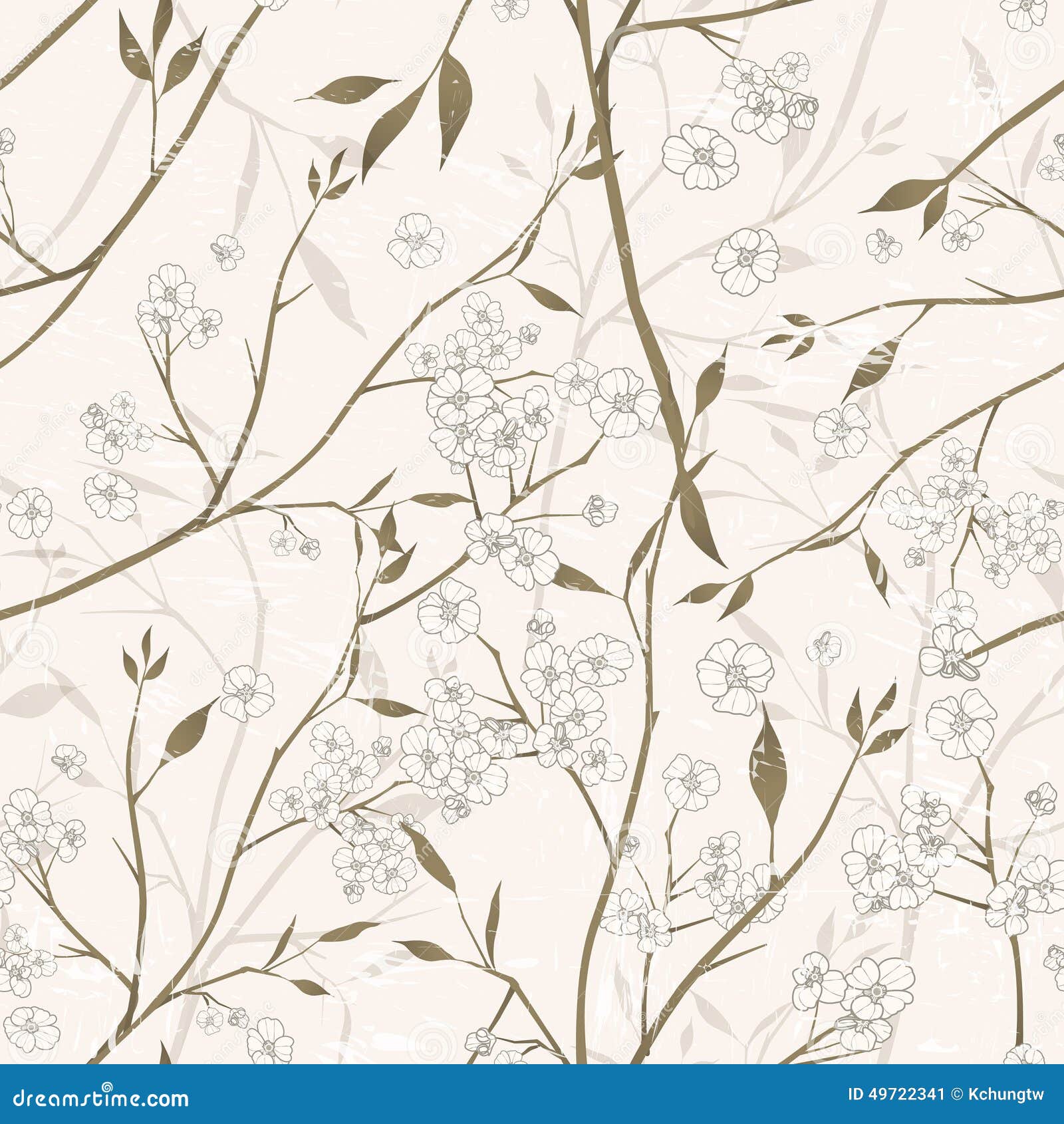 Elegant Floral Seamless Pattern Over Beige Stock Vector - Illustration ...