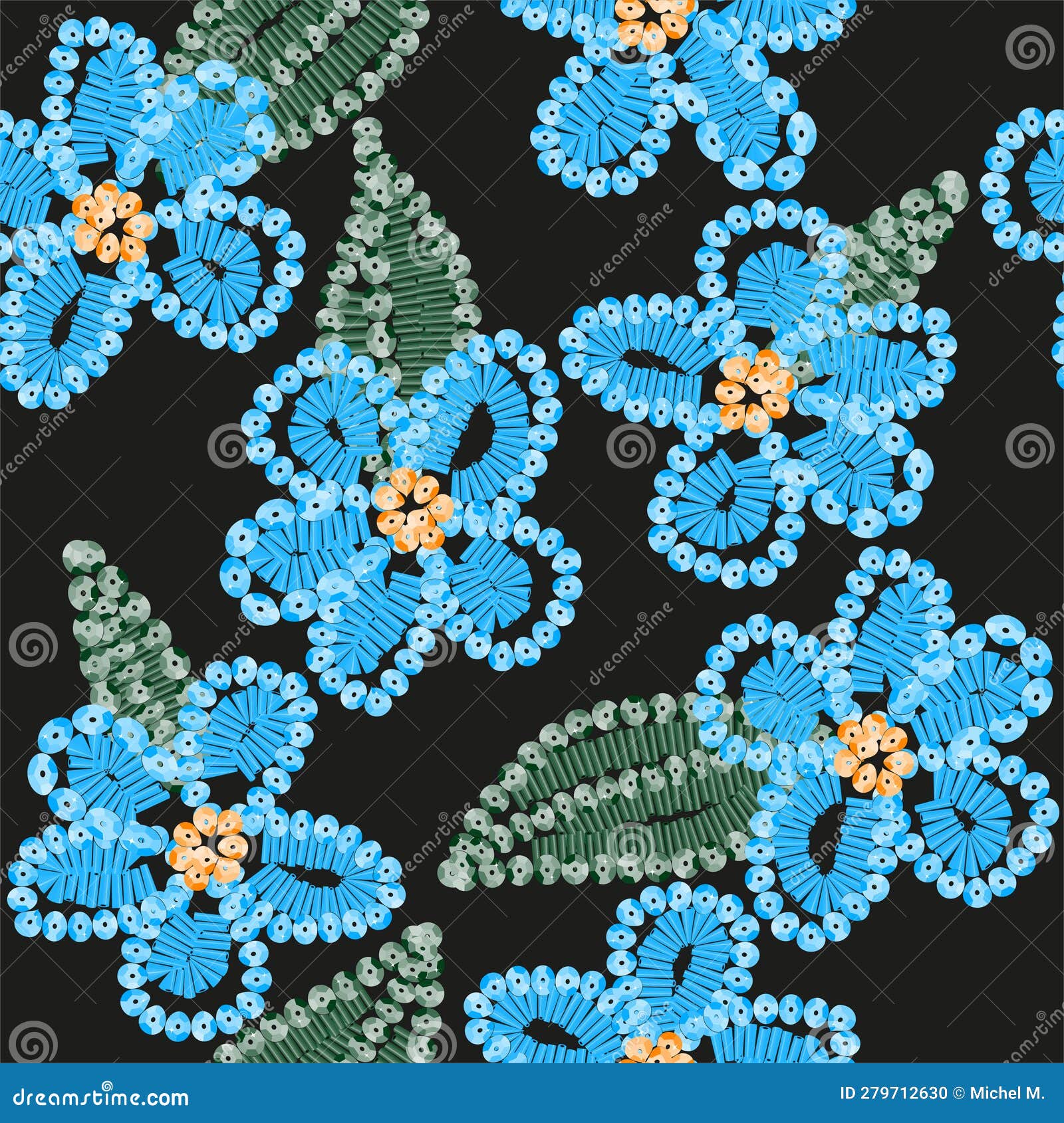 Elegant Floral Sequin Vector Background Pattern Seamless Stock ...