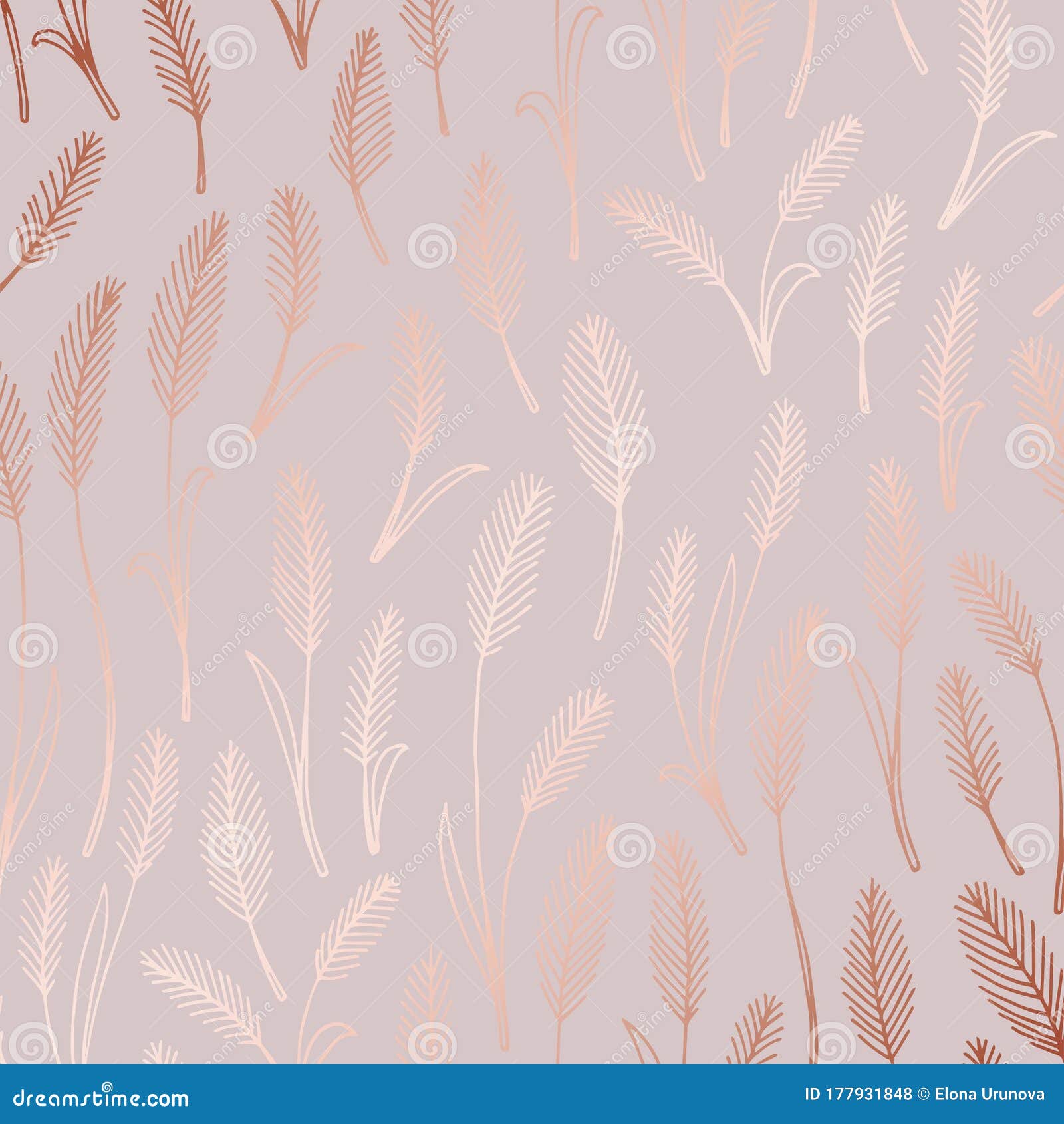 Elegant Floral Vector Pattern. Rose Gold Stock Vector - Illustration of ...
