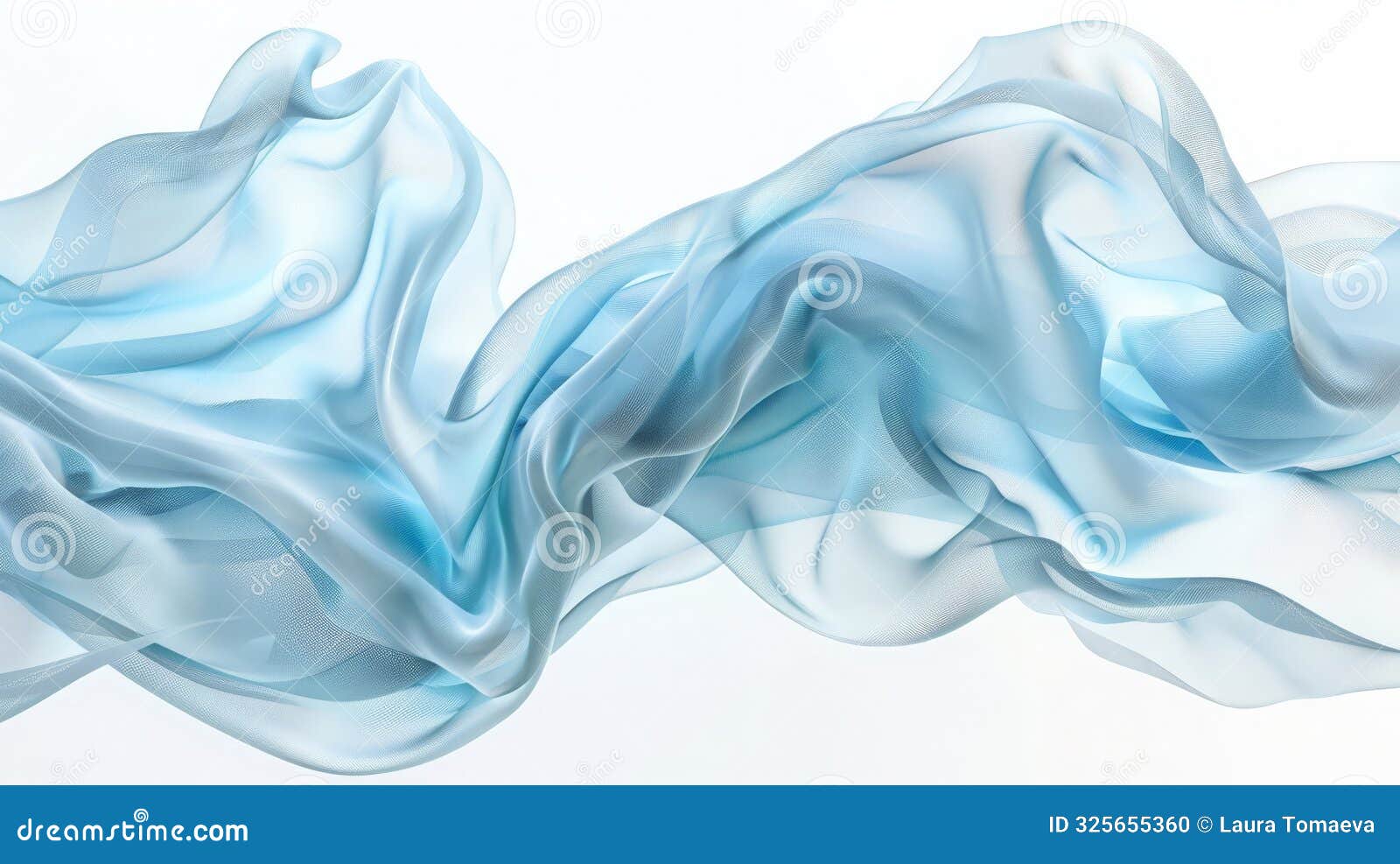 Elegant Flow of Translucent Blue Fabric Waves on White Background Stock ...