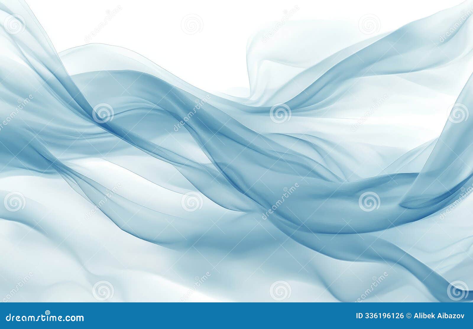 Elegant Flow of Translucent Blue Fabric Waves on White Background Stock ...