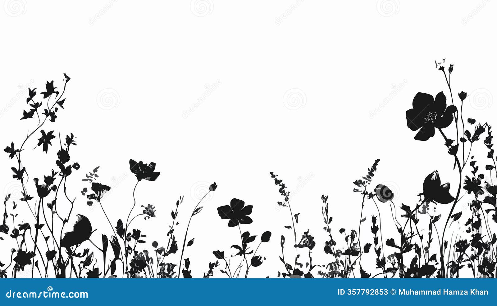 Elegant Flower Border Frame Vector Silhouette for Design Projects Stock ...