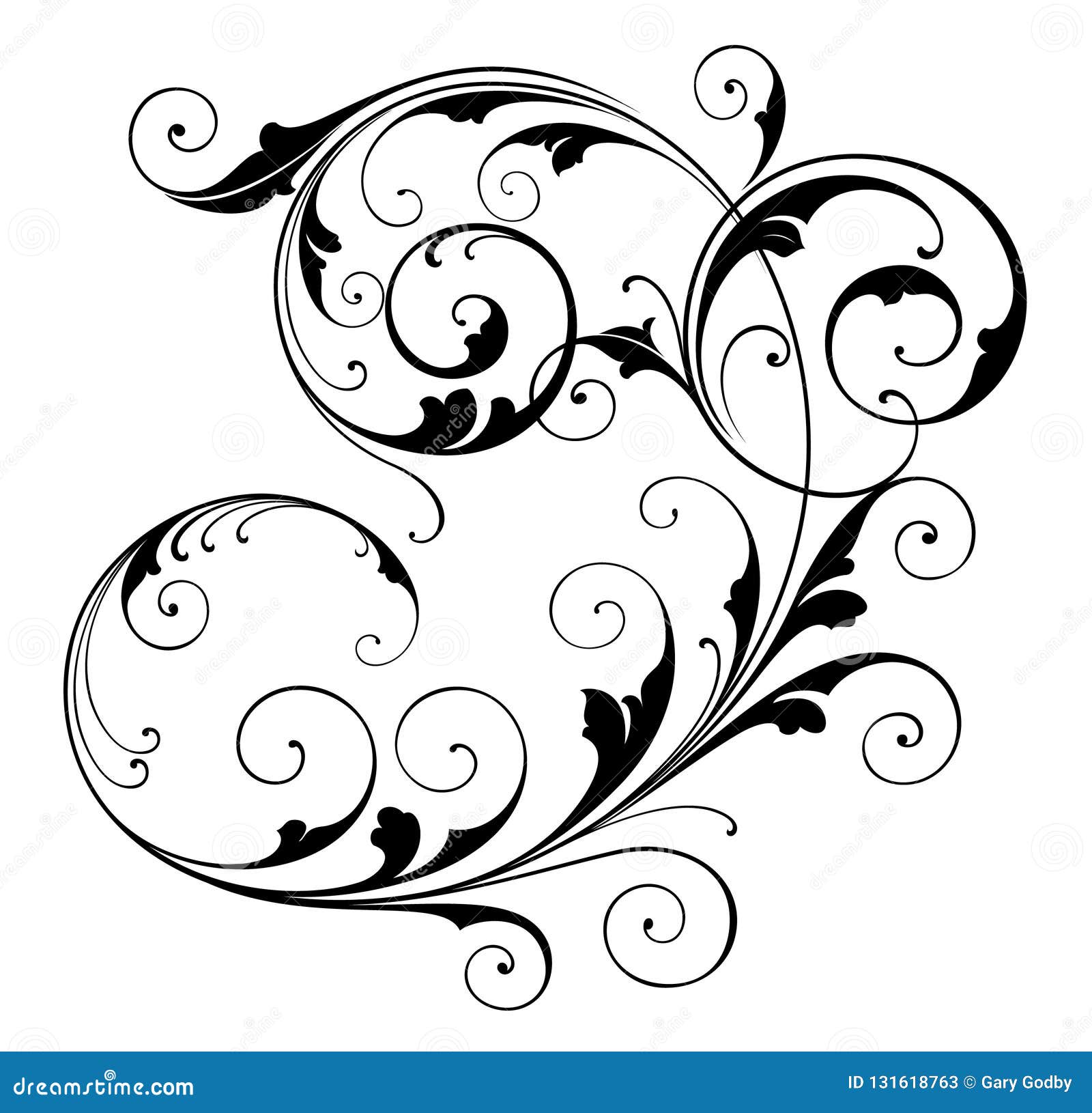 Elegant, Flowing Scroll Design Stock Illustration - Illustration of ...