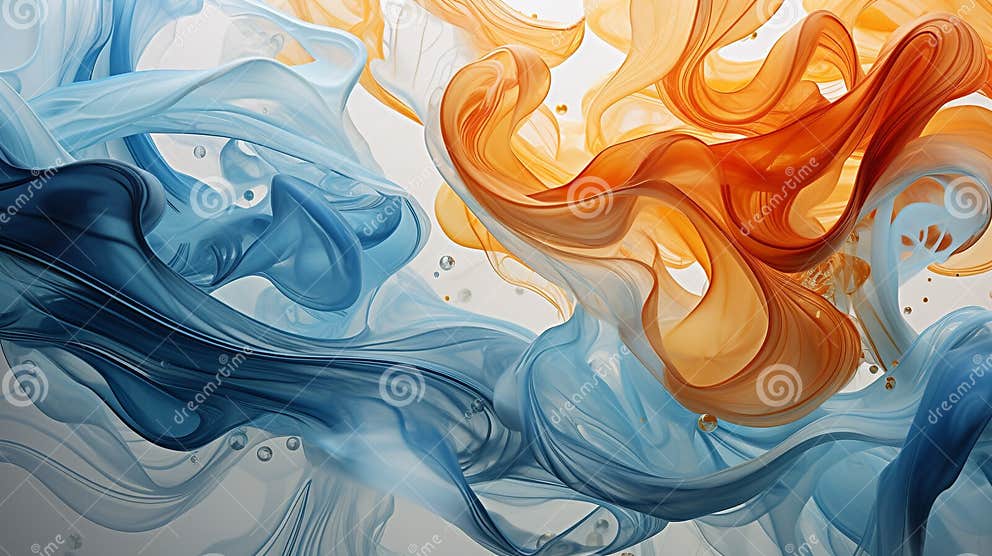 Elegant Fluid Dynamics: Graceful Merging of Liquid Elements Stock ...