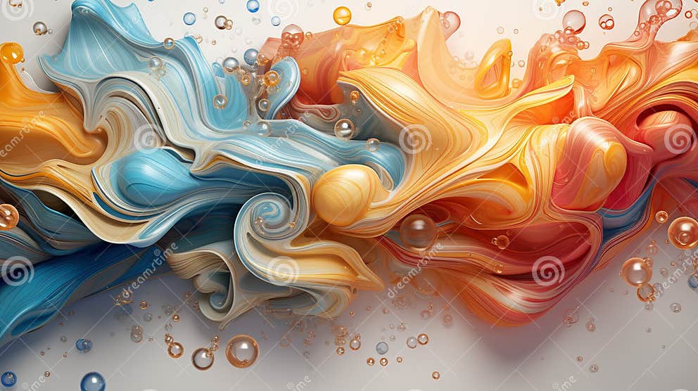 Elegant Fluid Dynamics: Graceful Merging of Liquid Elements Stock ...