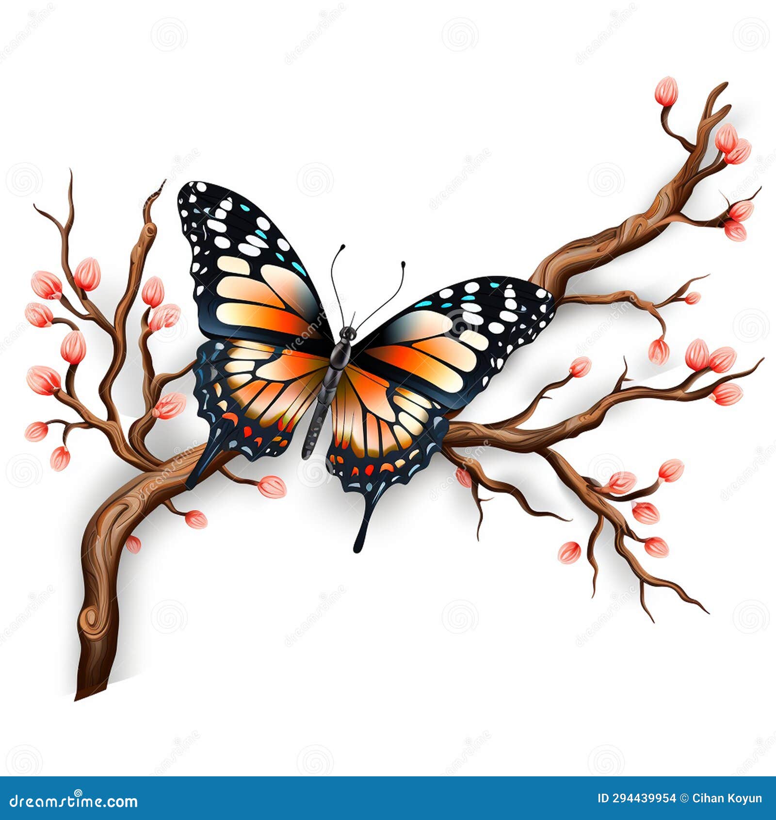Elegant FluttererÂ Butterfly Flying Gracefully Stock Illustration ...
