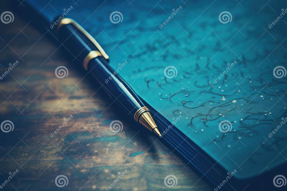 Elegant Fountain Pen on Notebook with Cursive Handwriting Stock Photo ...