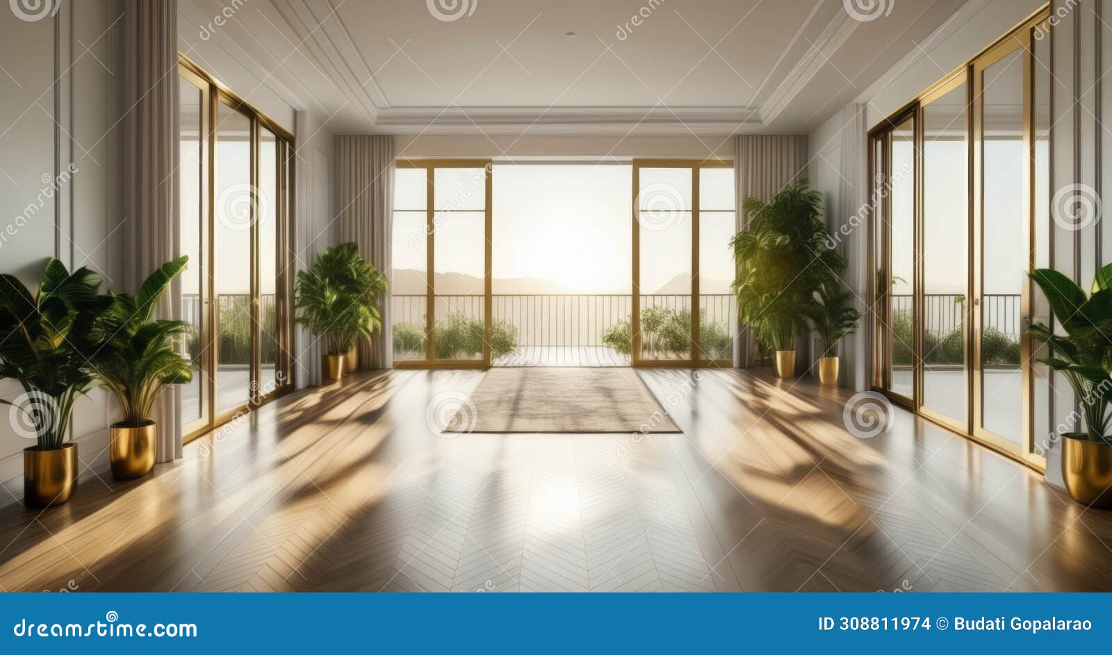Elegant Foyer with Natural Light and Tropical Greenery Stock ...