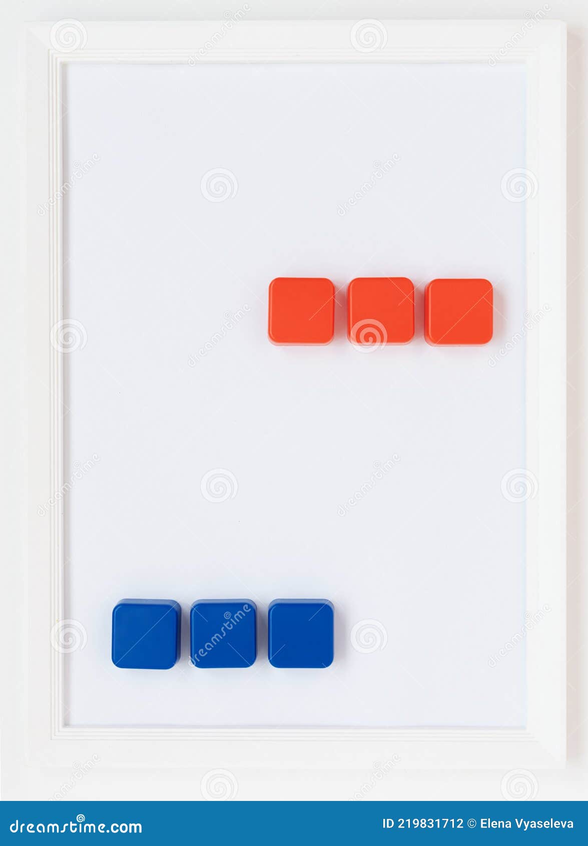 Frame with Blue Red Blocks on White Canvas Space for Design Stock Photo ...