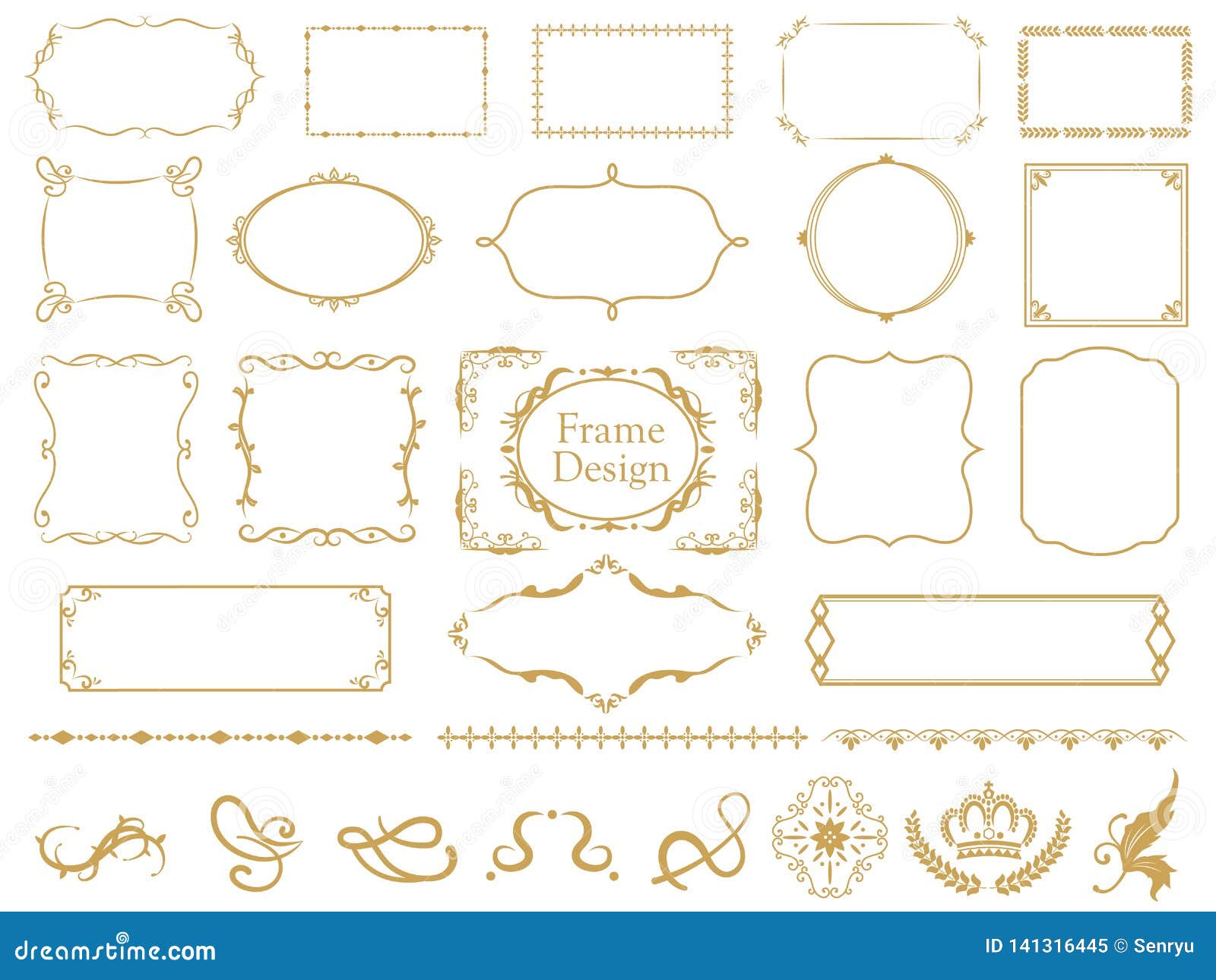 Elegant frame set stock vector. Illustration of gold - 141316445