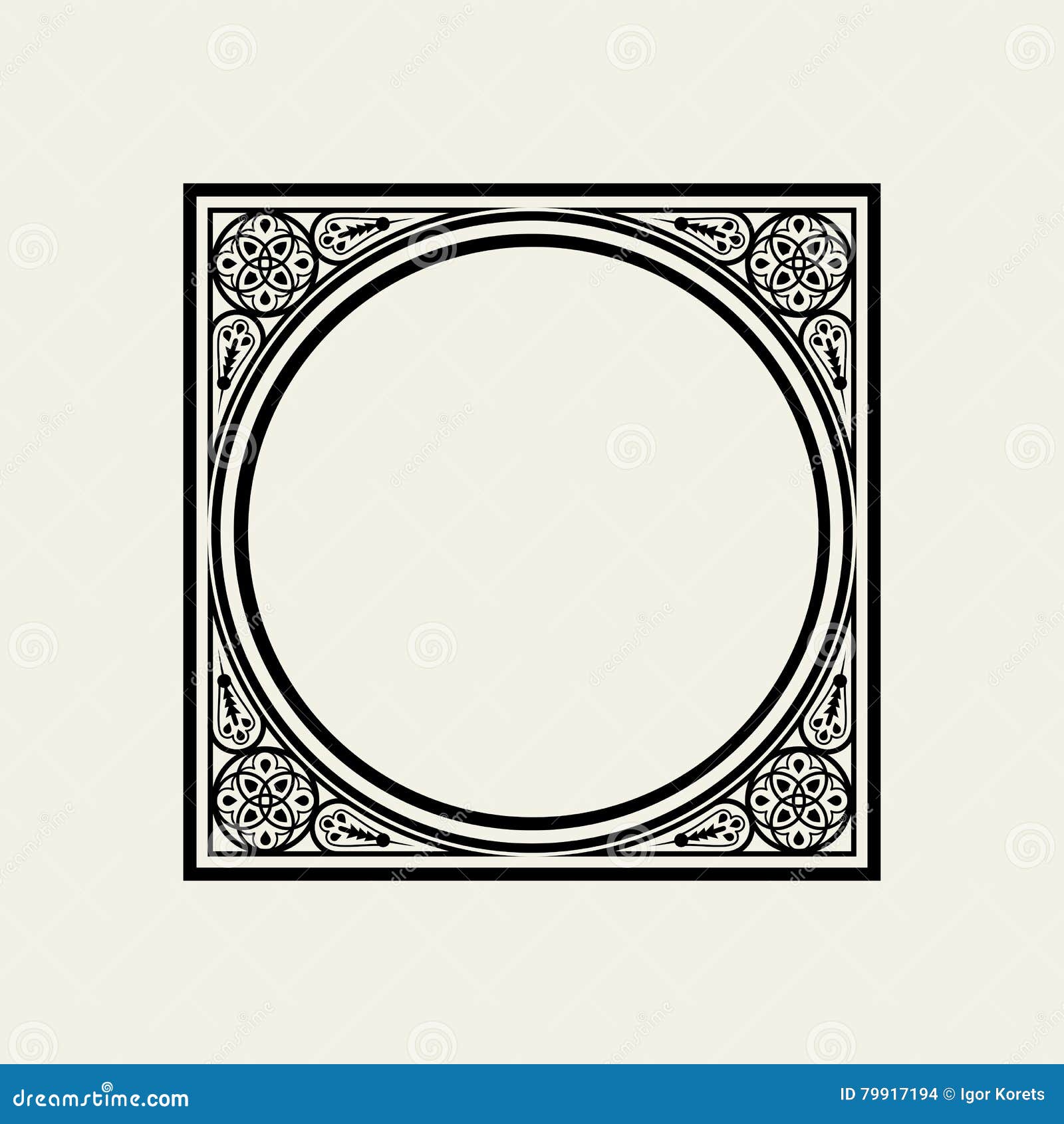 Elegant Frame in Victorian Style. the Circle Inscribed in a Square ...