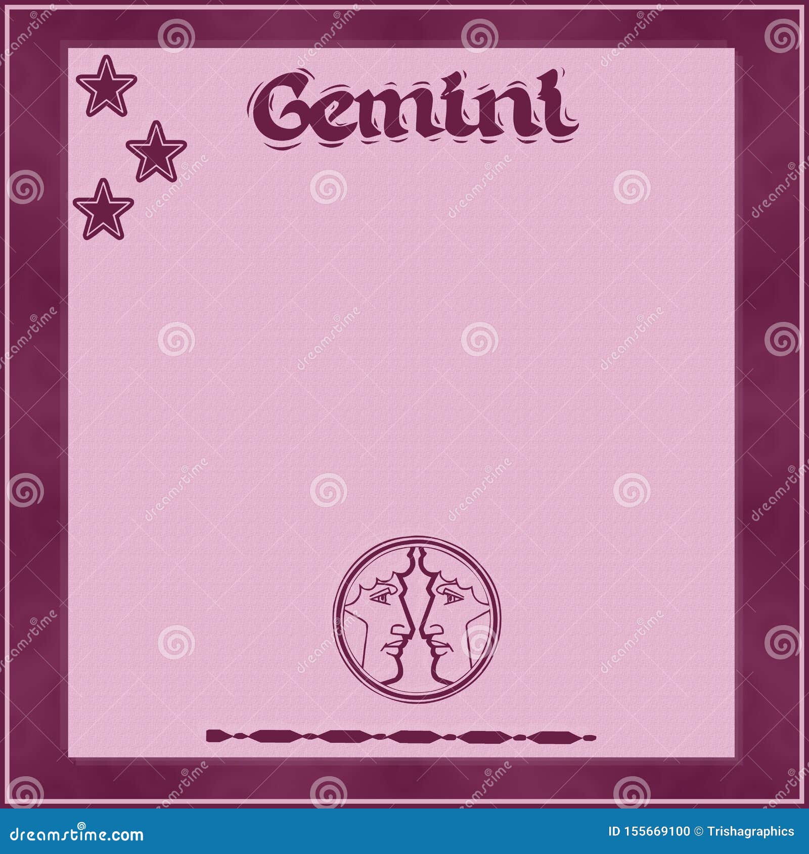Elegant Frame with Zodiac Sign-Gemini Stock Illustration - Illustration ...