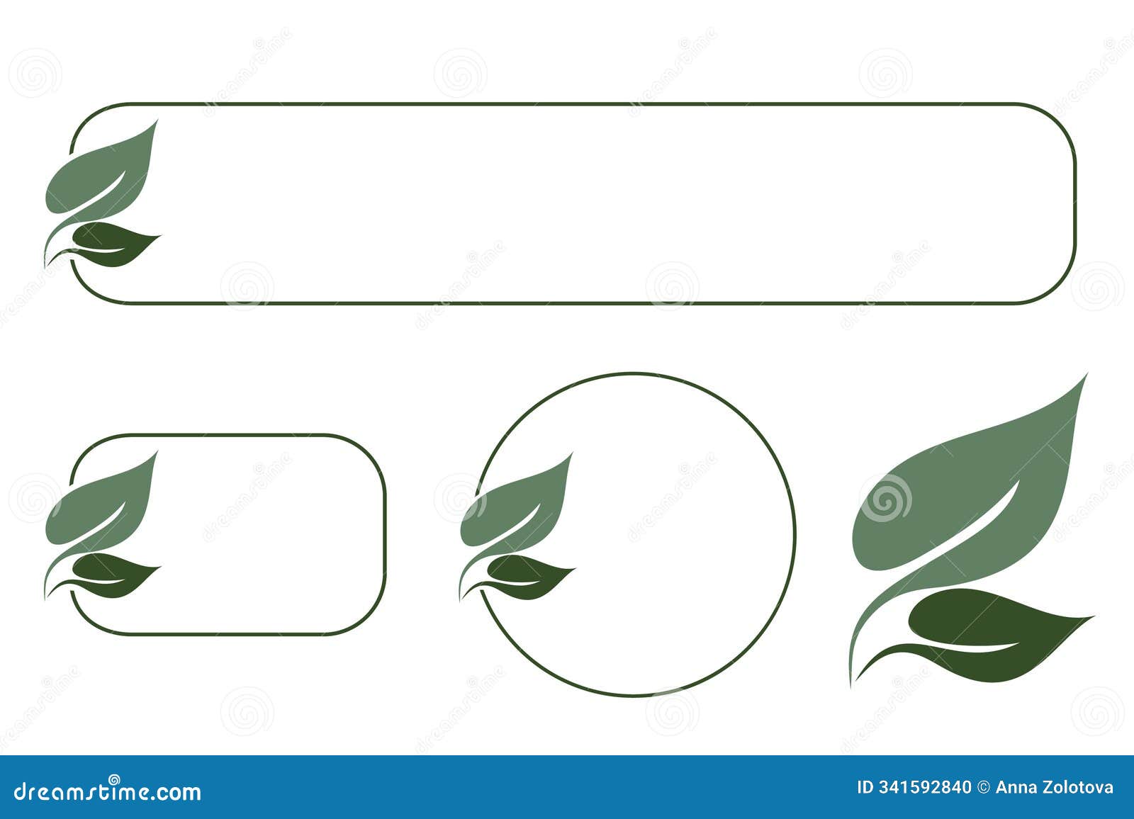 Elegant Frames for Text with Green Leaves Stock Illustration ...